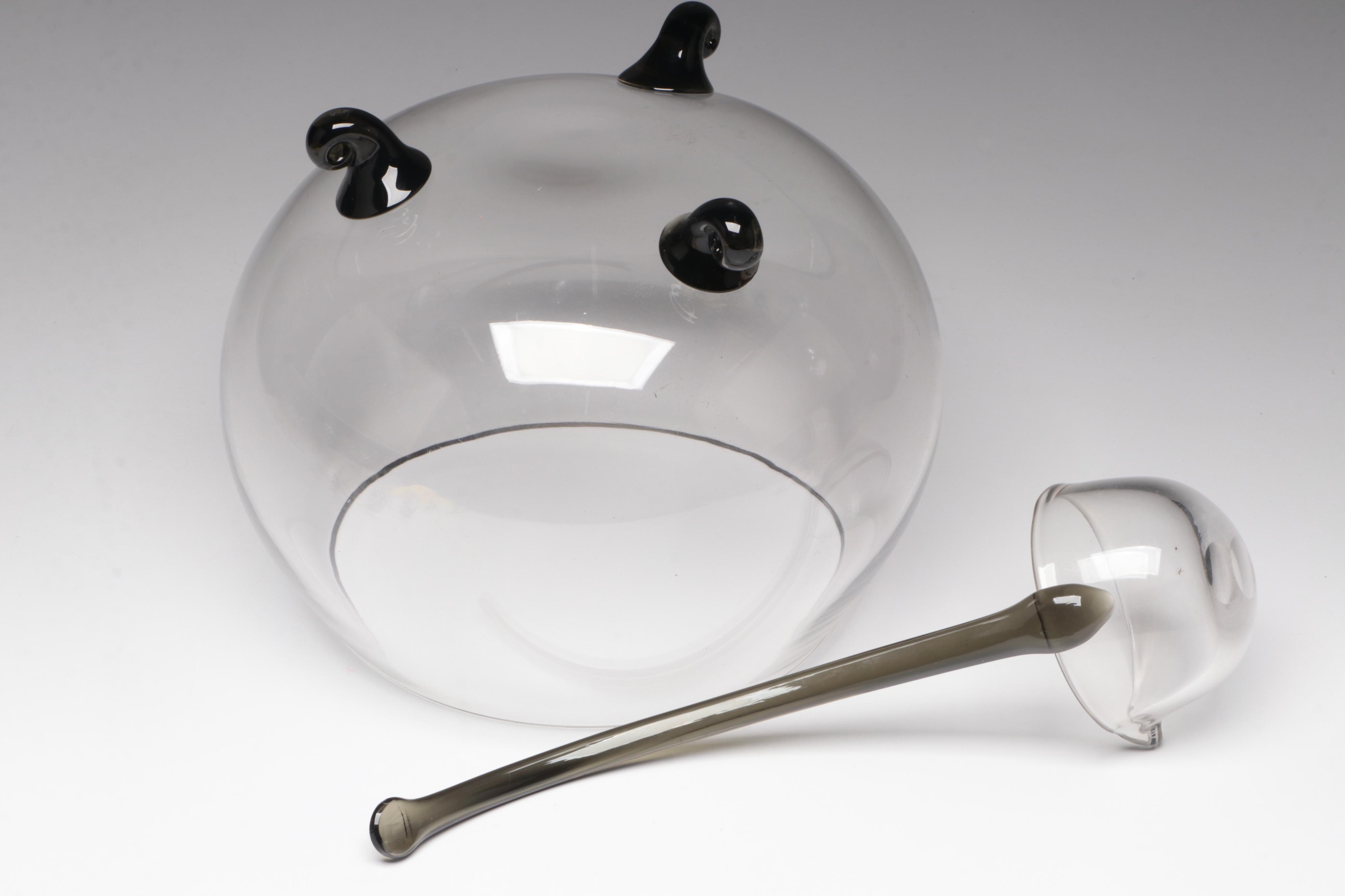 Mid Century Modern Scroll Foot Blown Glass Punch Set, Mid to Late 20th ...