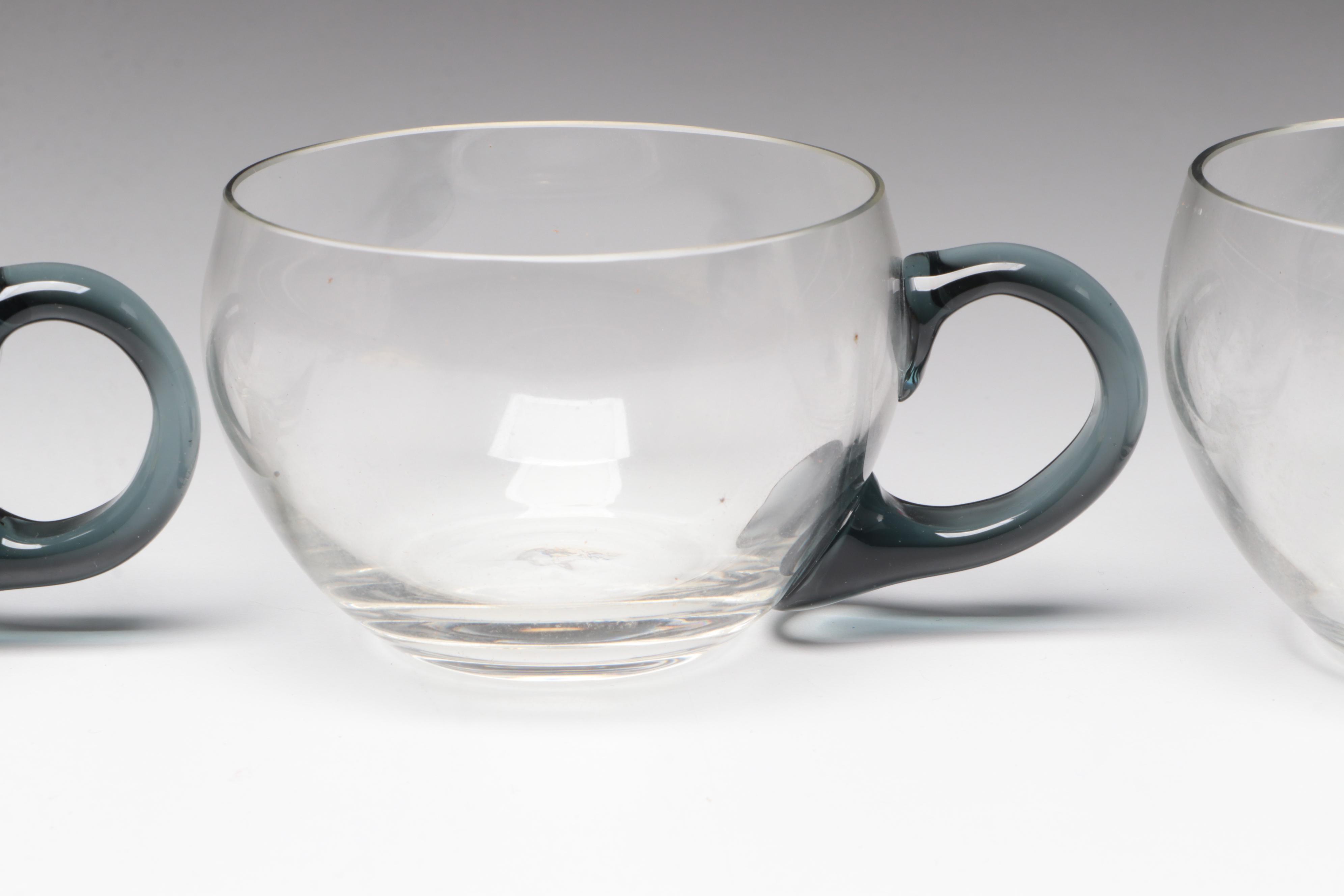 Mid Century Modern Scroll Foot Blown Glass Punch Set, Mid to Late 20th ...