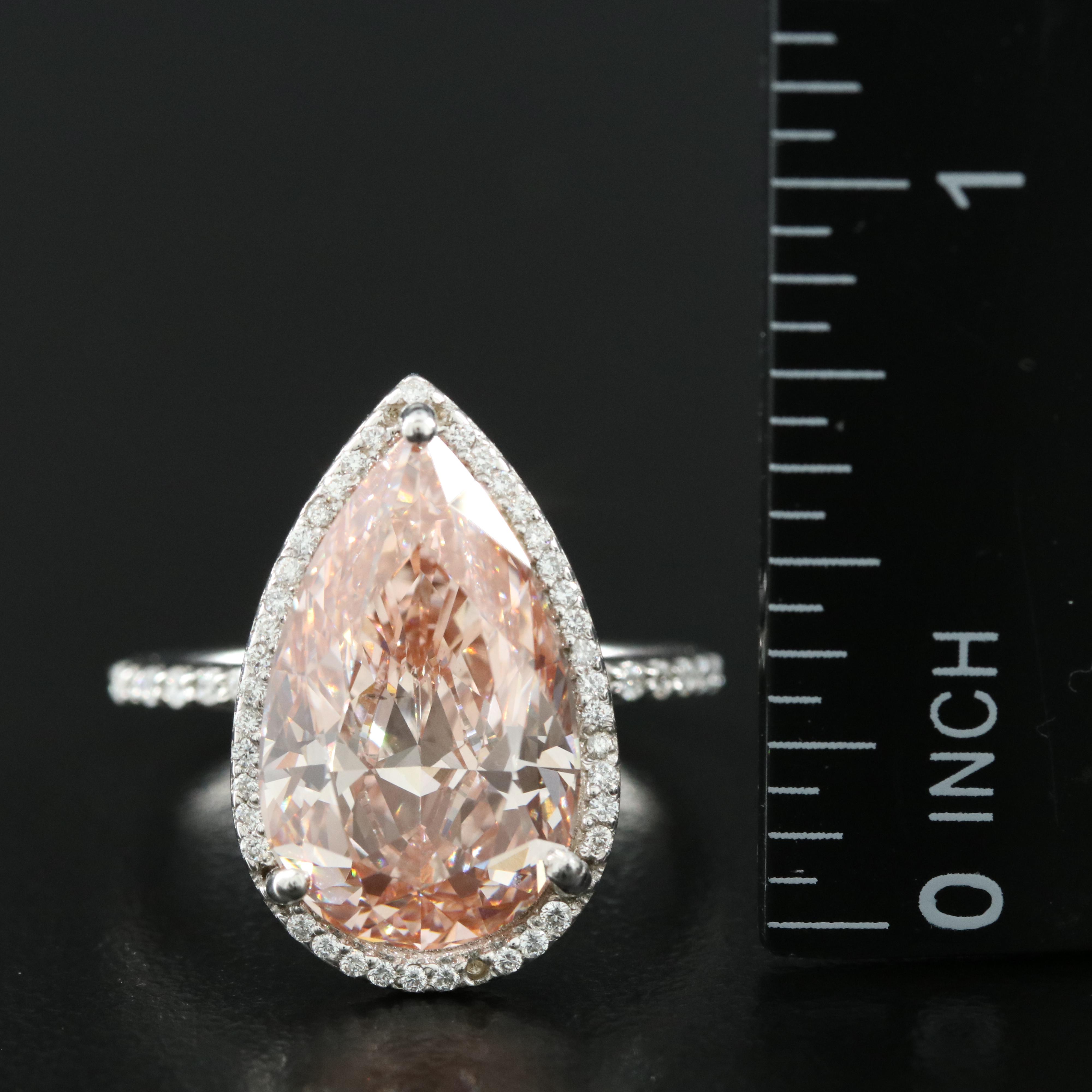 18K 7.34 CTW Diamond Ring with (Origin Undetermined) Fancy Pink Center ...