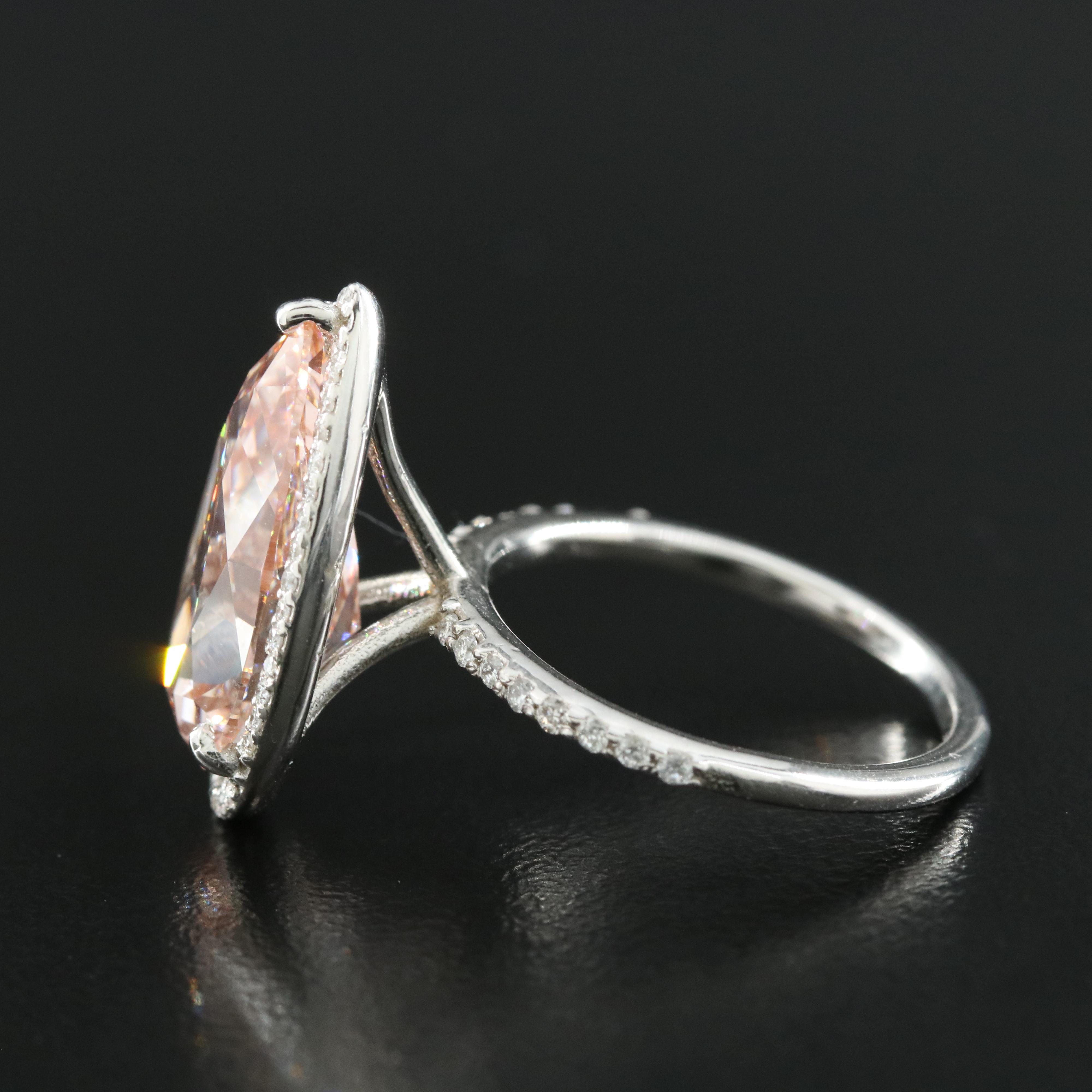 18K 7.34 CTW Diamond Ring with (Origin Undetermined) Fancy Pink Center ...