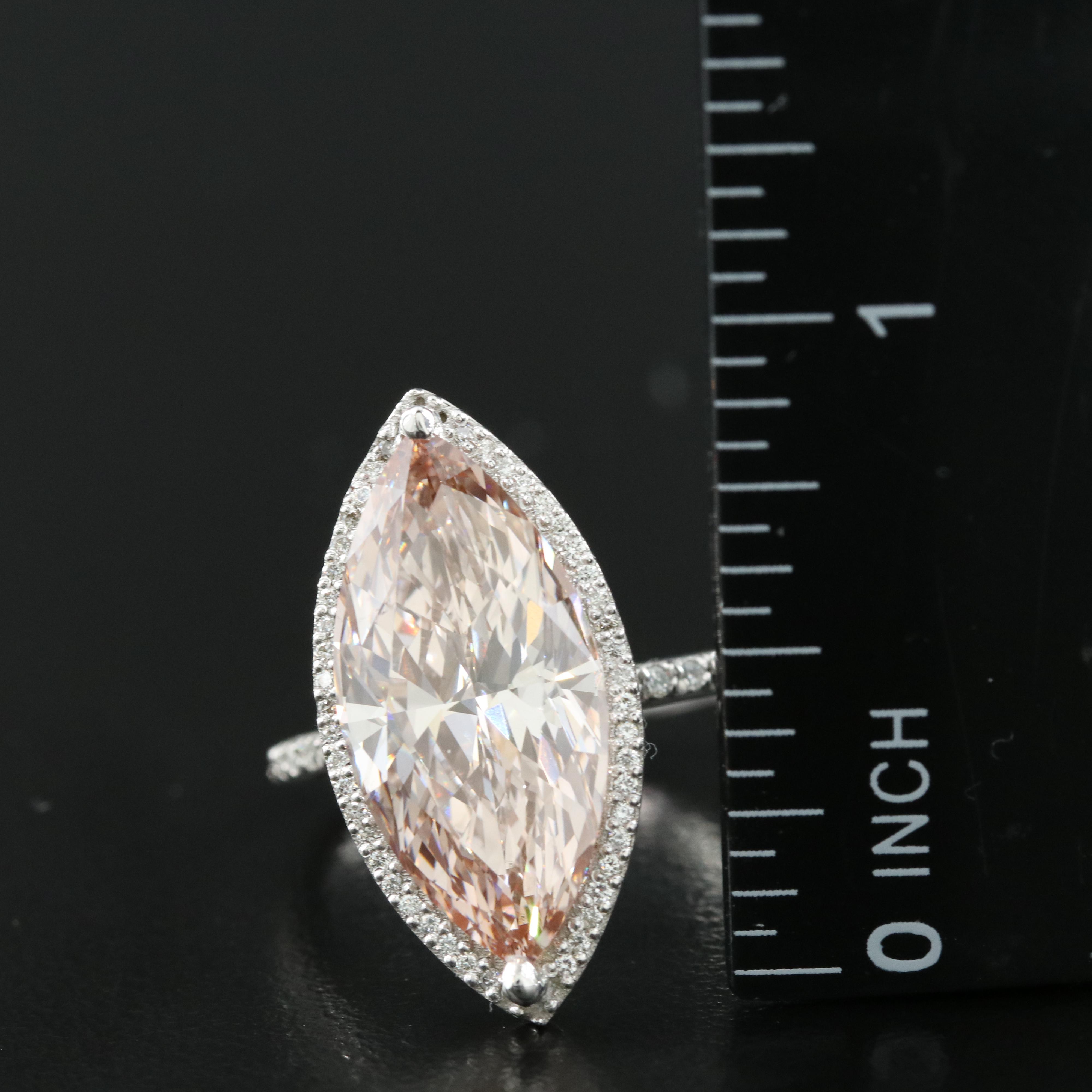18K 7.89 CTW Diamond Ring with (Origin Undetermined) Fancy Orangy Pink ...