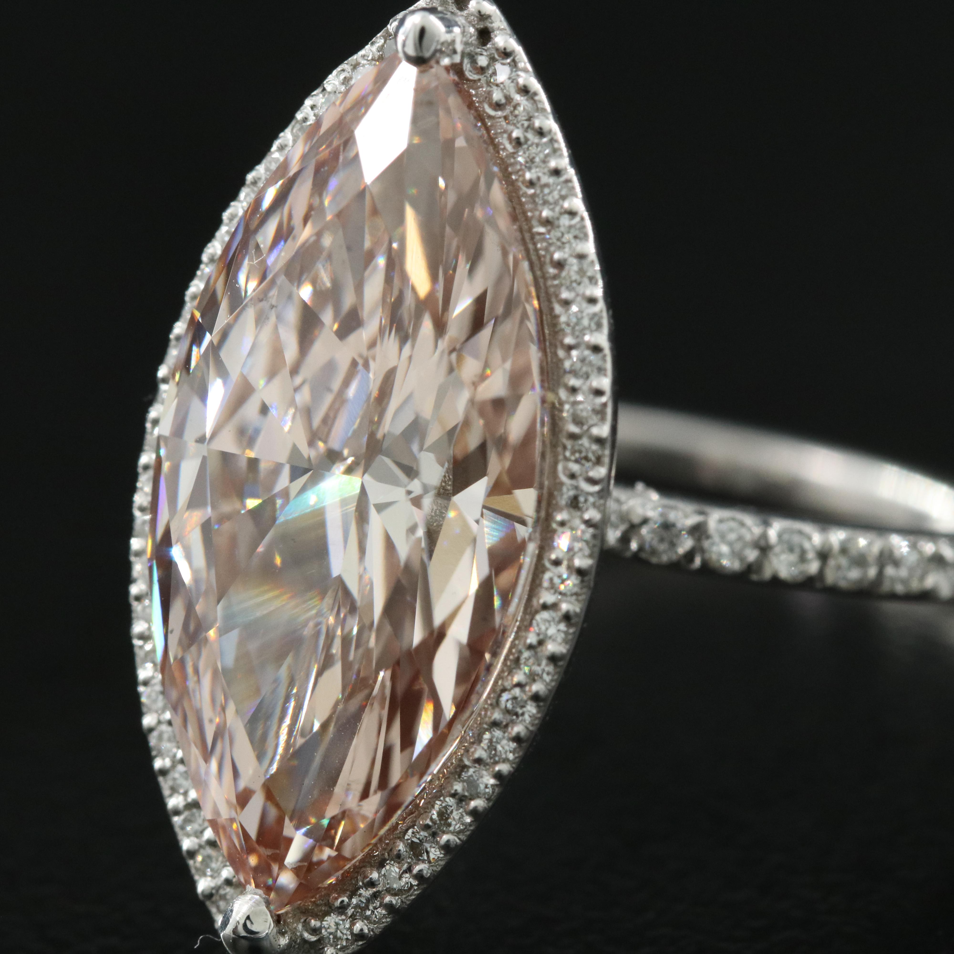18K 7.89 CTW Diamond Ring with (Origin Undetermined) Fancy Orangy Pink ...