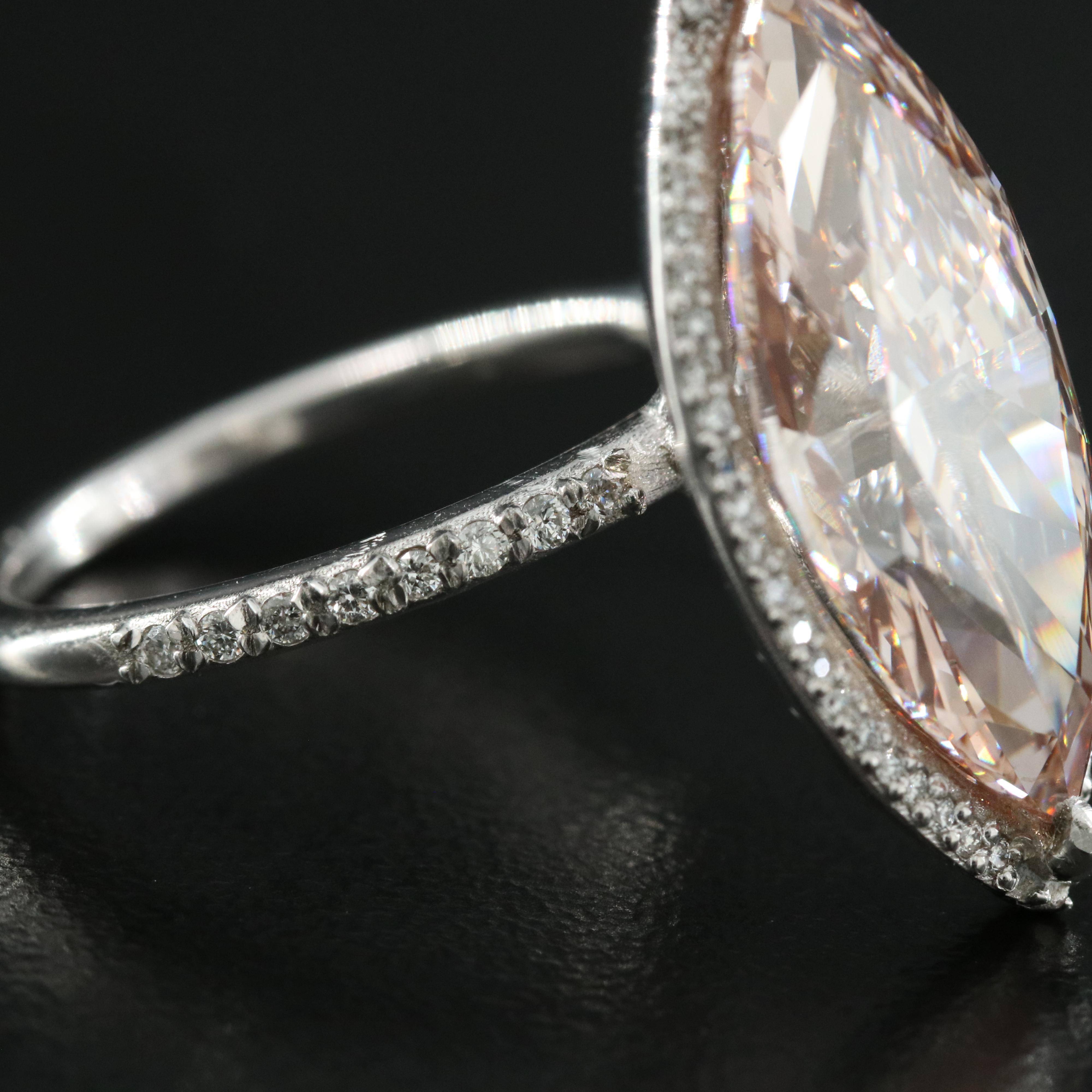 18K 7.89 CTW Diamond Ring with (Origin Undetermined) Fancy Orangy Pink ...