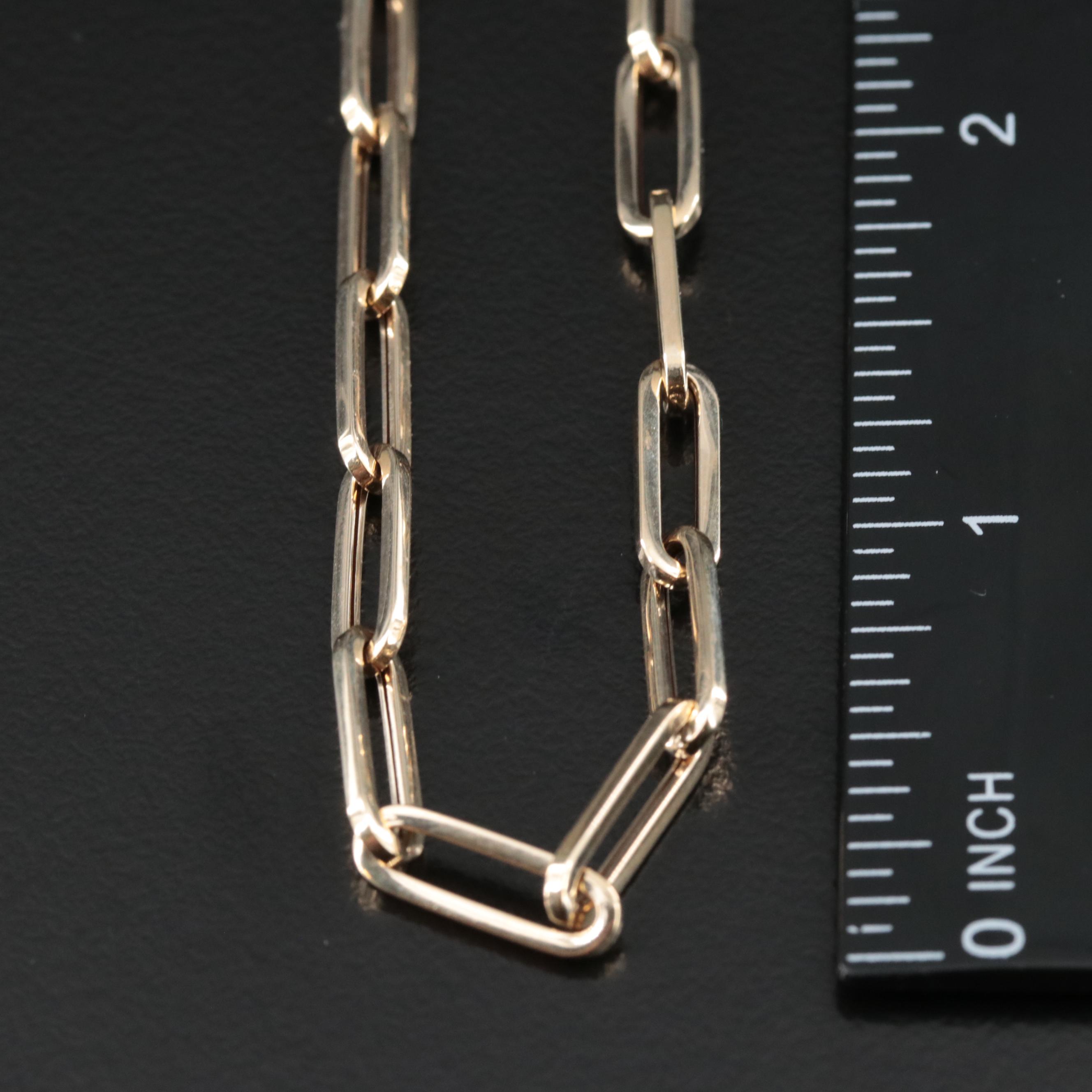 Italian 14K Paperclip Chain Necklace | EBTH