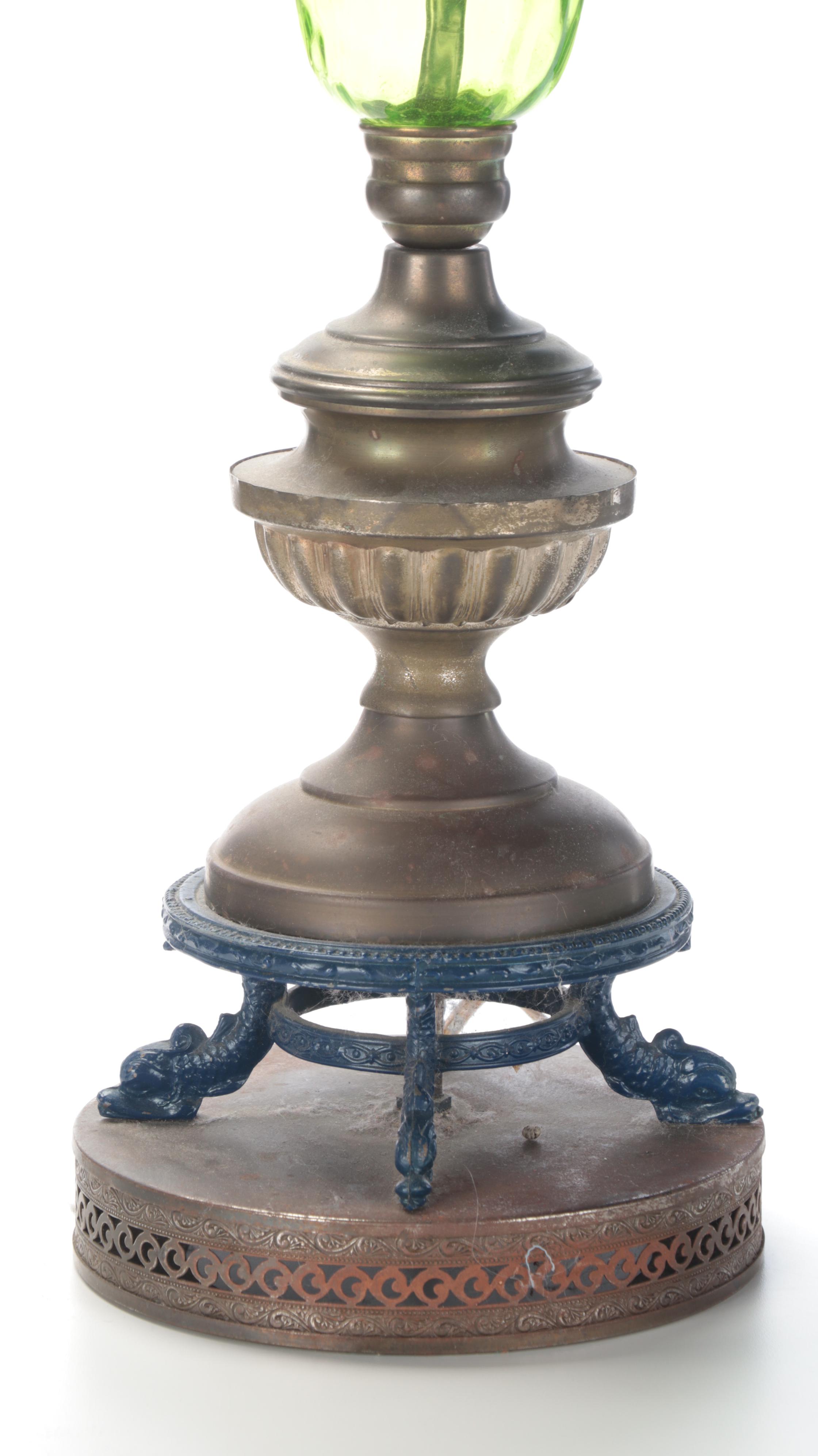 Alden Willard Cole Colored Glass and Cast Metal Torchiere Table Lamps ...