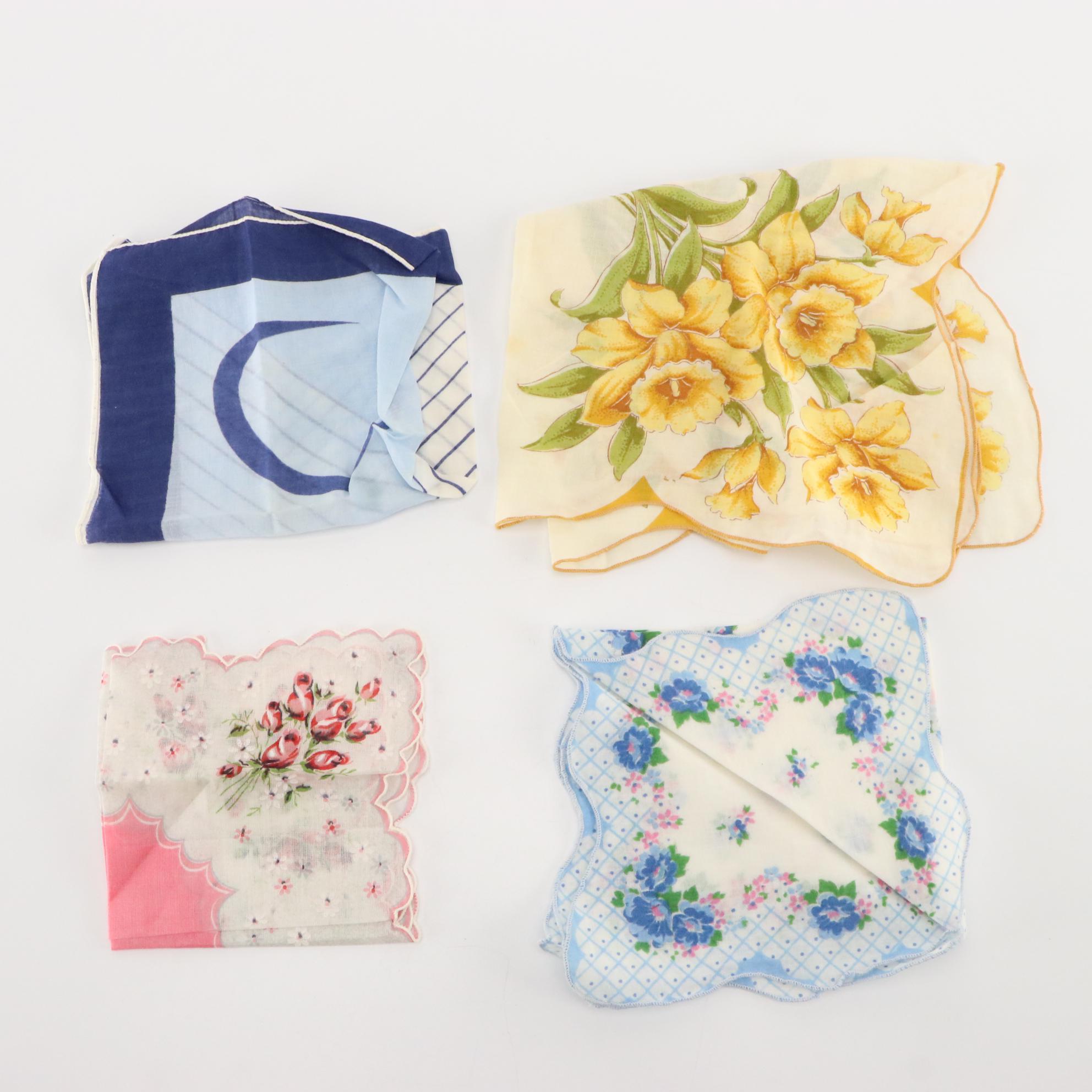 Assorted Printed, Embroidered, and Lace Handkerchiefs with One Box | EBTH