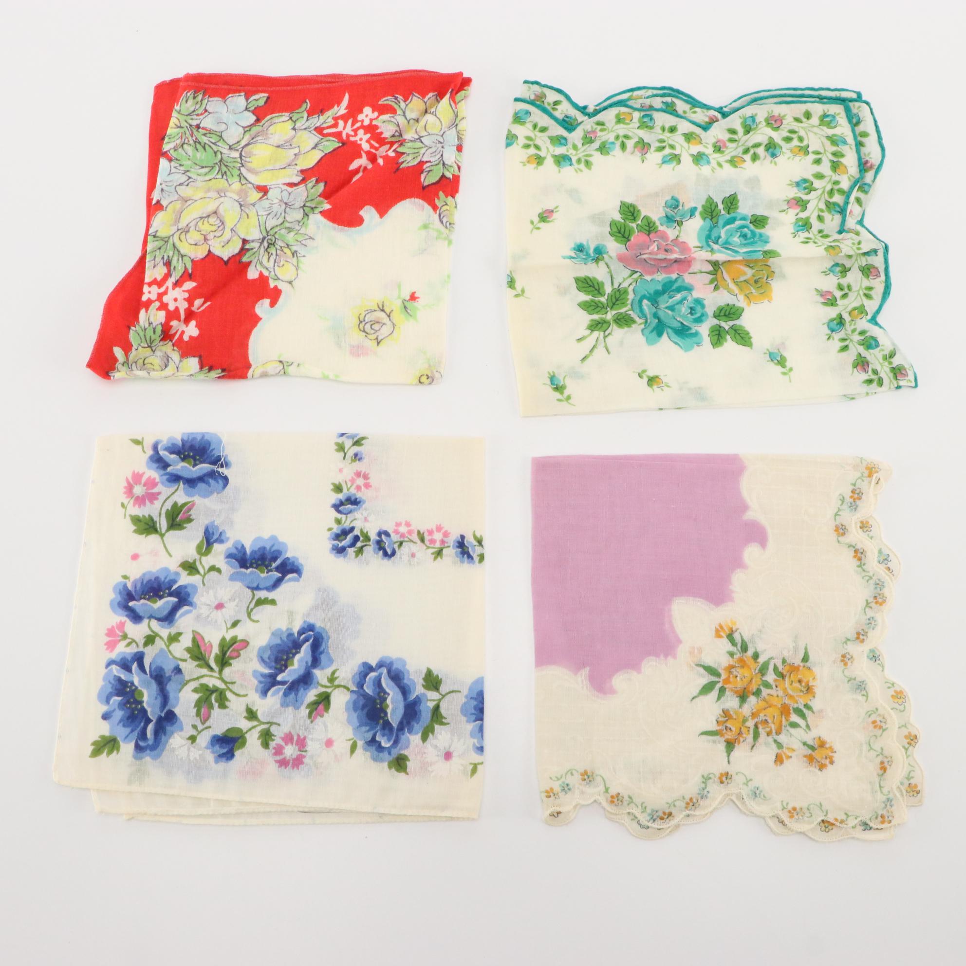Assorted Printed, Embroidered, and Lace Handkerchiefs with One Box | EBTH