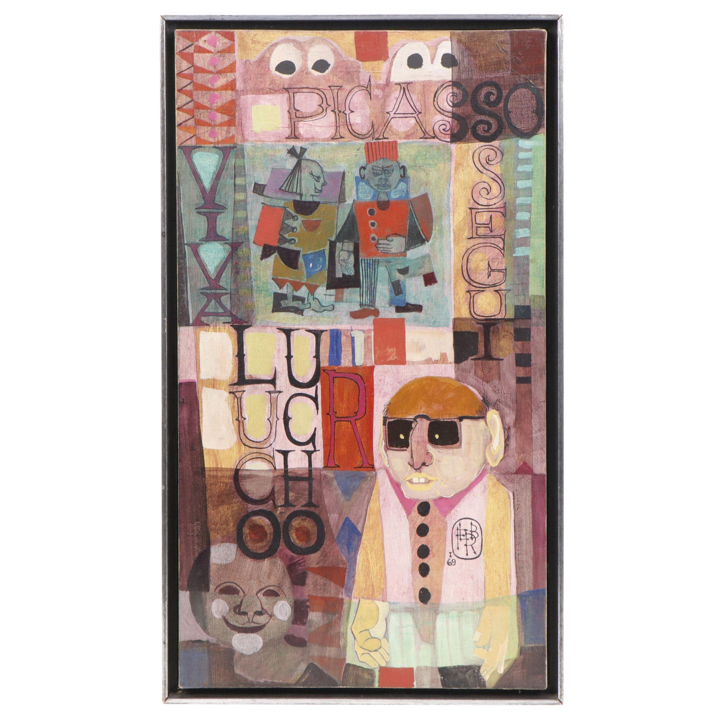 Luis Fernando Robles Mixed Media Painting "Turistas," 1969 | EBTH