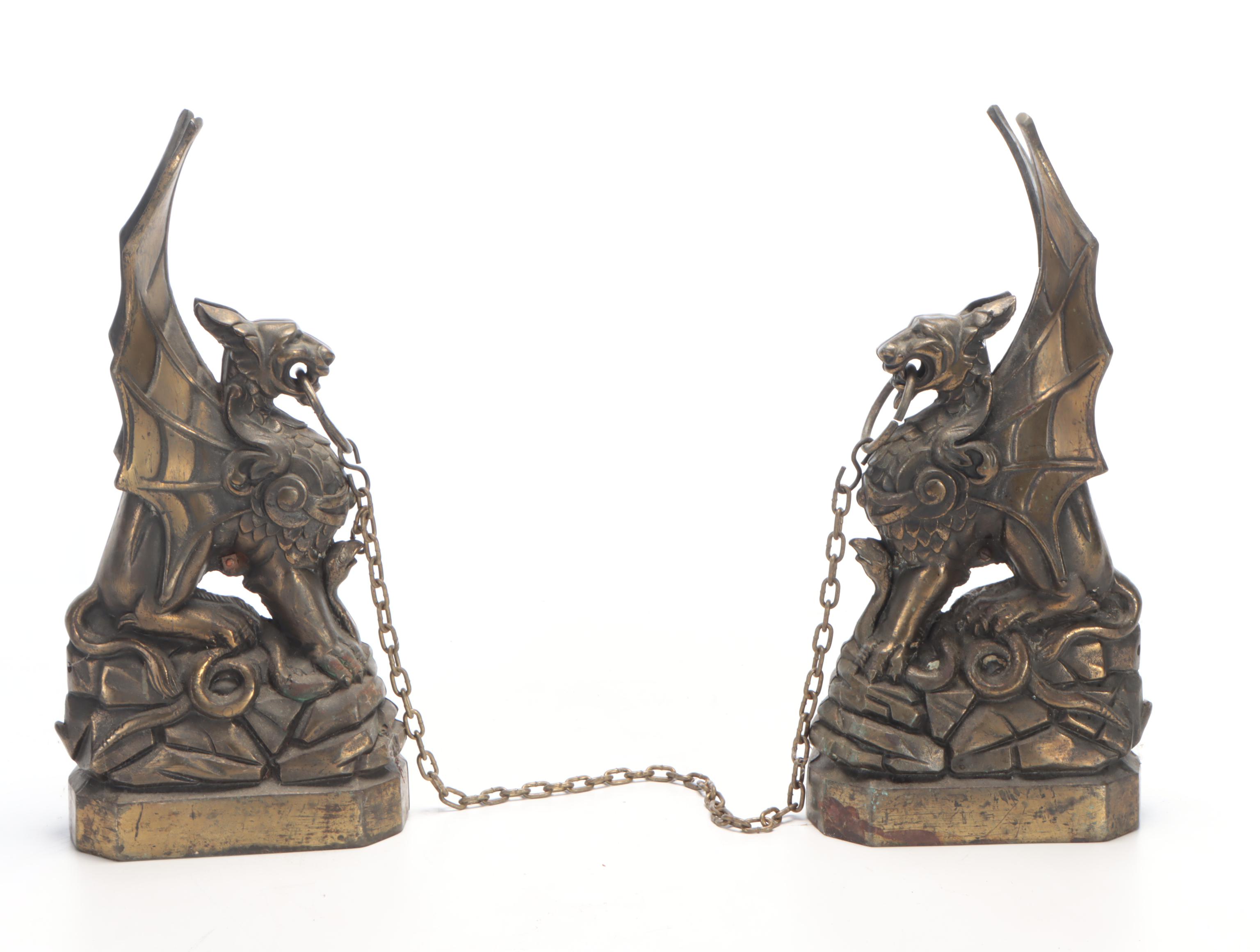 Gothic Revival Cast Metal Gargoyle Figures with Chain | EBTH