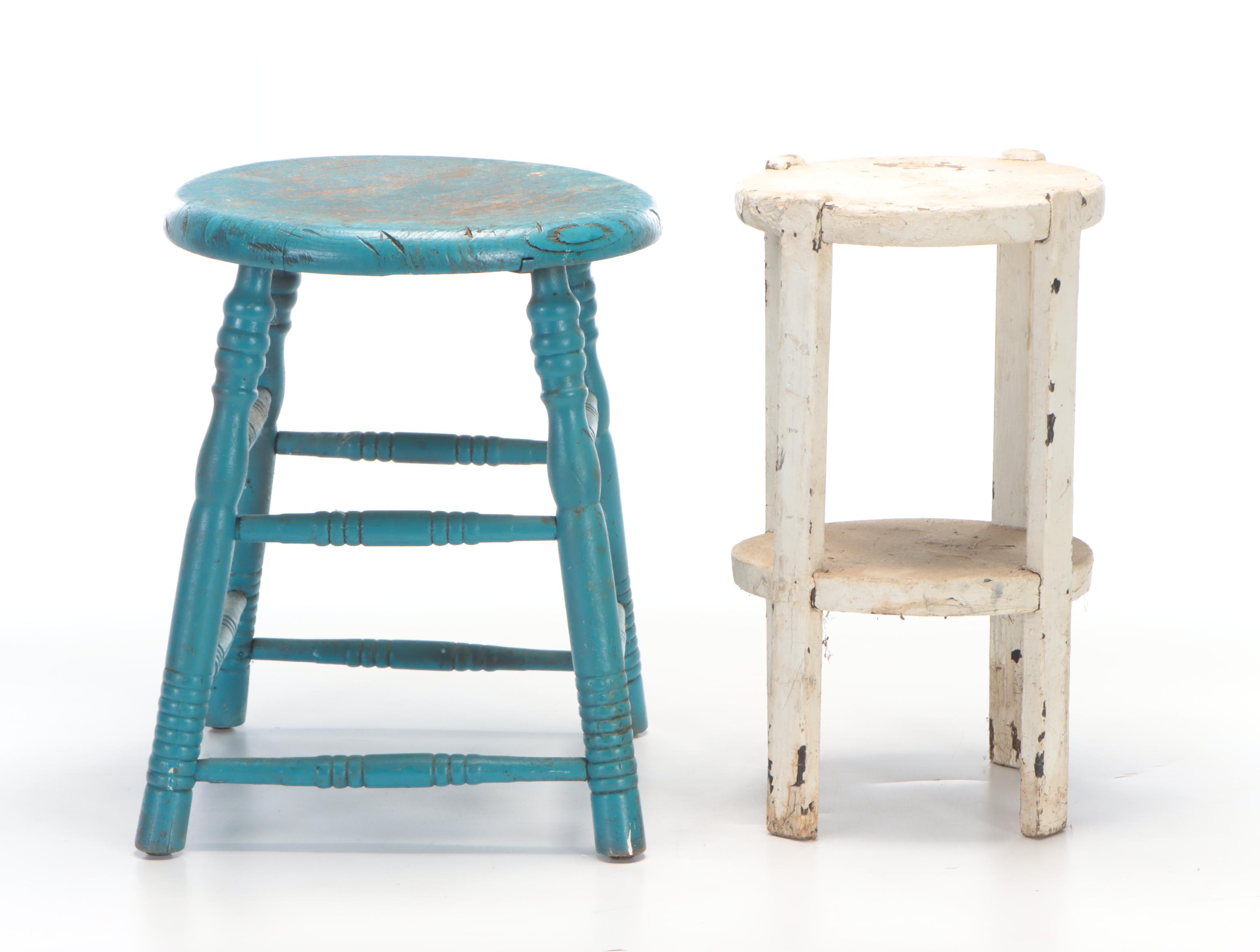Four American Primitive Wooden Stools | EBTH