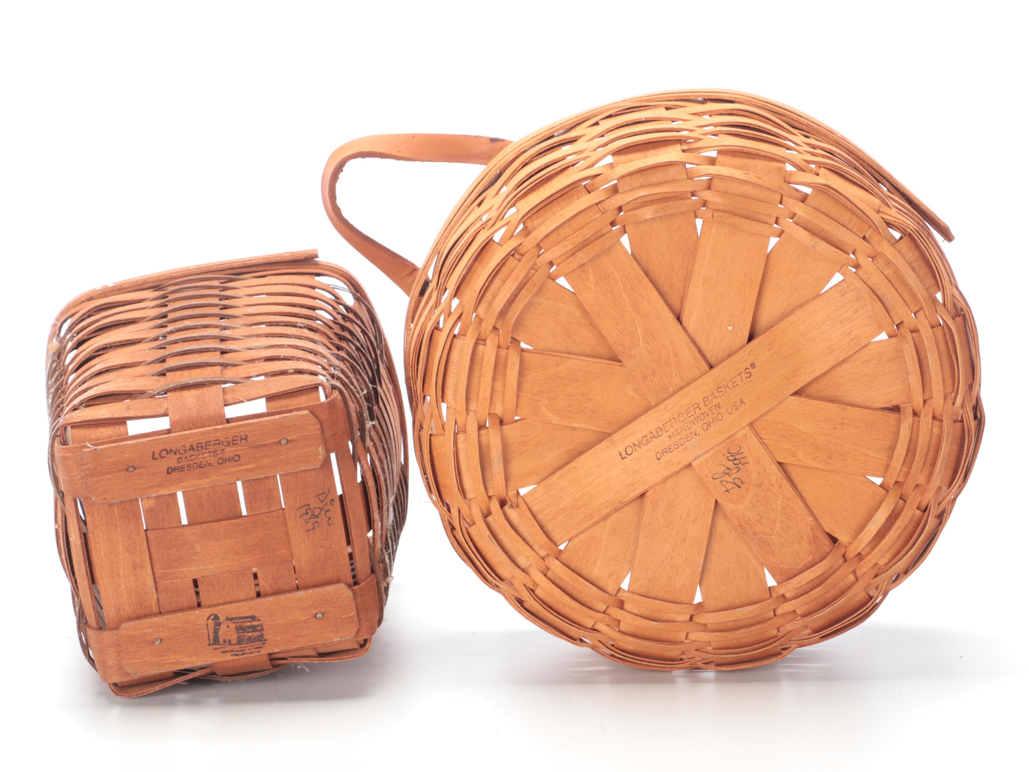 Bamboo, Split Wood, Dyed Grass and Other Baskets Including Longaberger ...