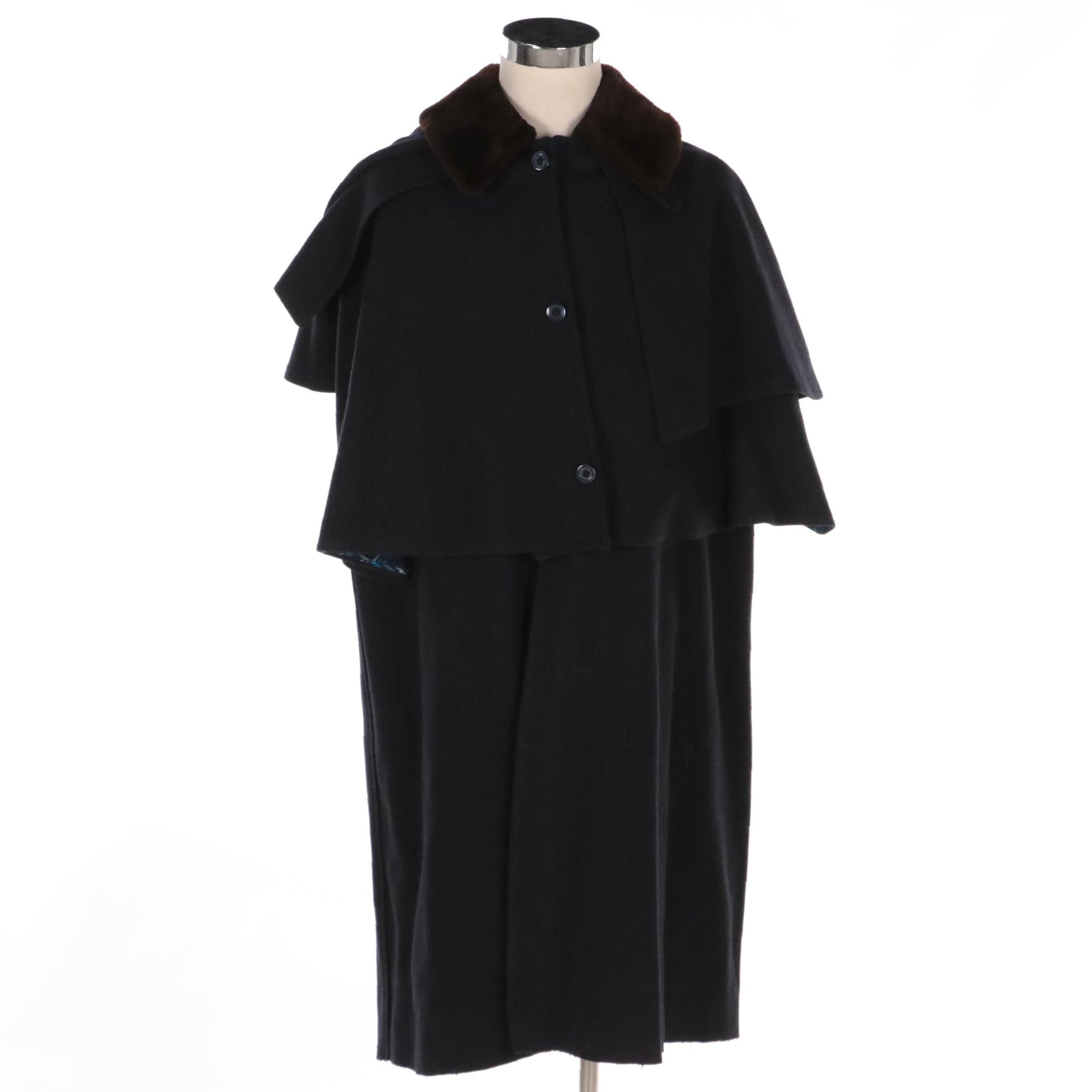 Men's Portuguese Capote in Burel Wool Blend with Mouton Fur Collar | EBTH