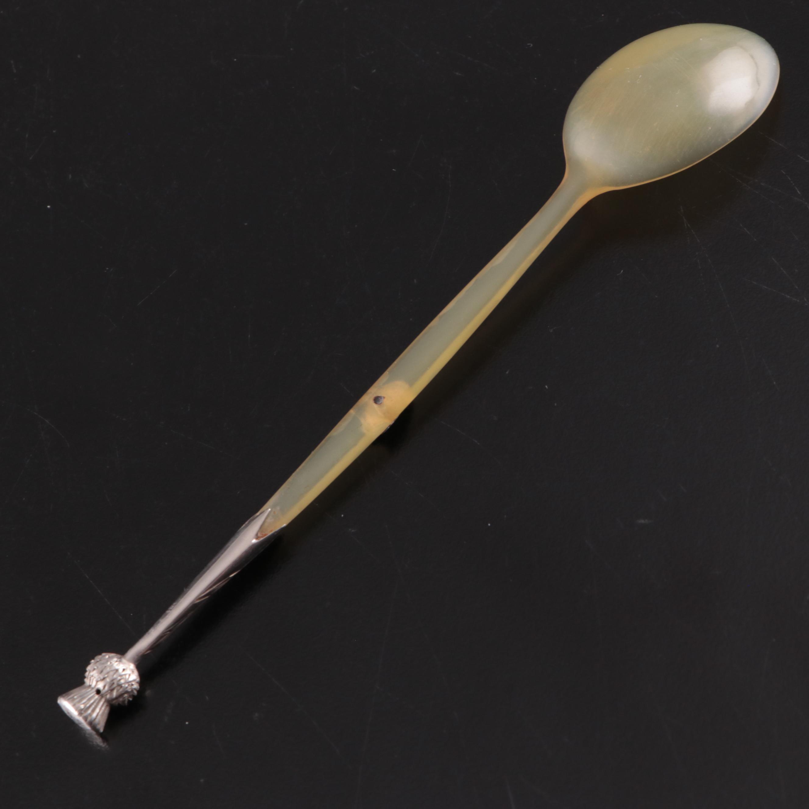 Tortoise Shell and Sterling Silver Thistle Mount Spoon and Others | EBTH