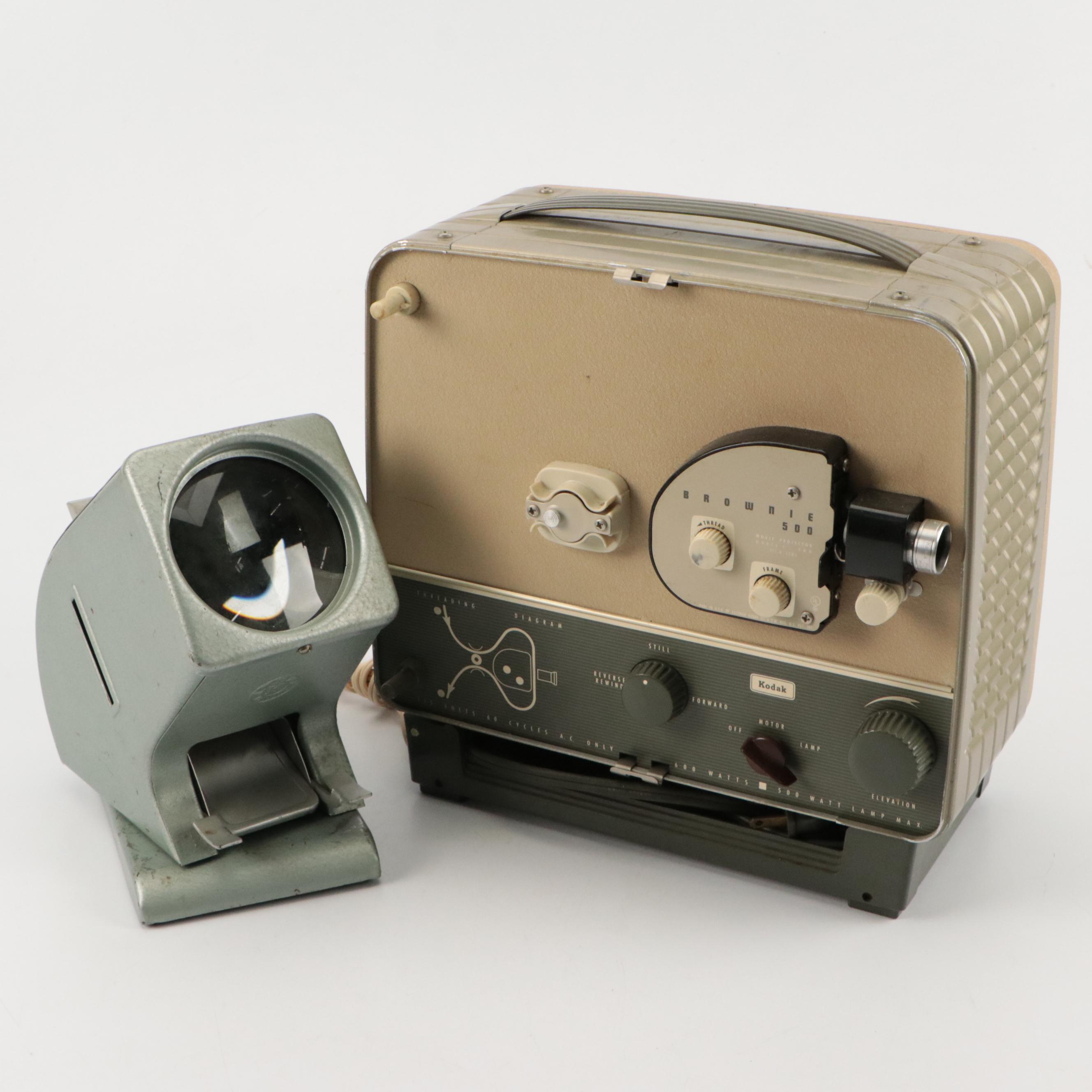 Kodak Brownie 500 Movie Projector and Kindermann 35mm Slide Viewer, Mid ...