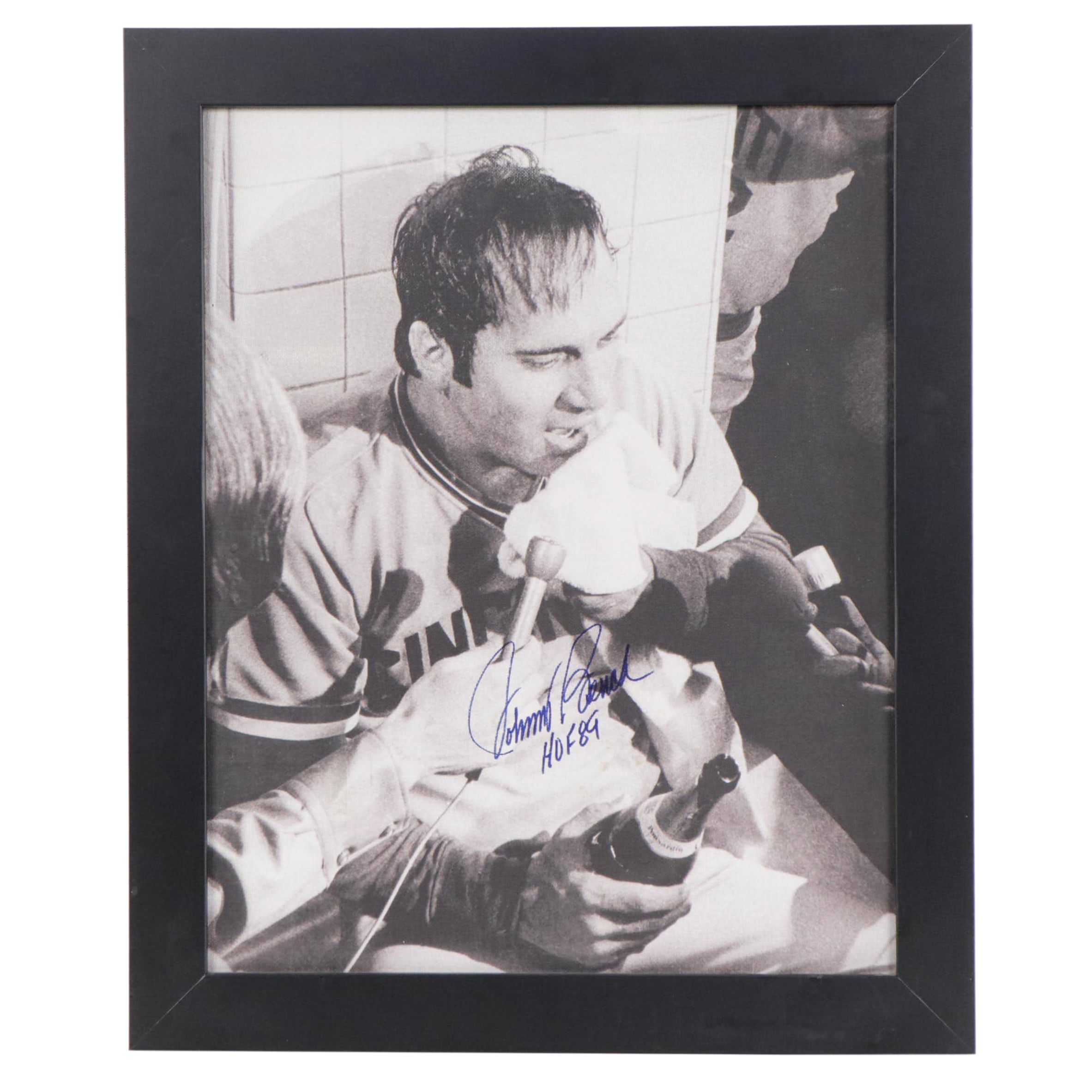 Johnny Bench Signed Cincinnati Reds Framed Canvas Print | EBTH