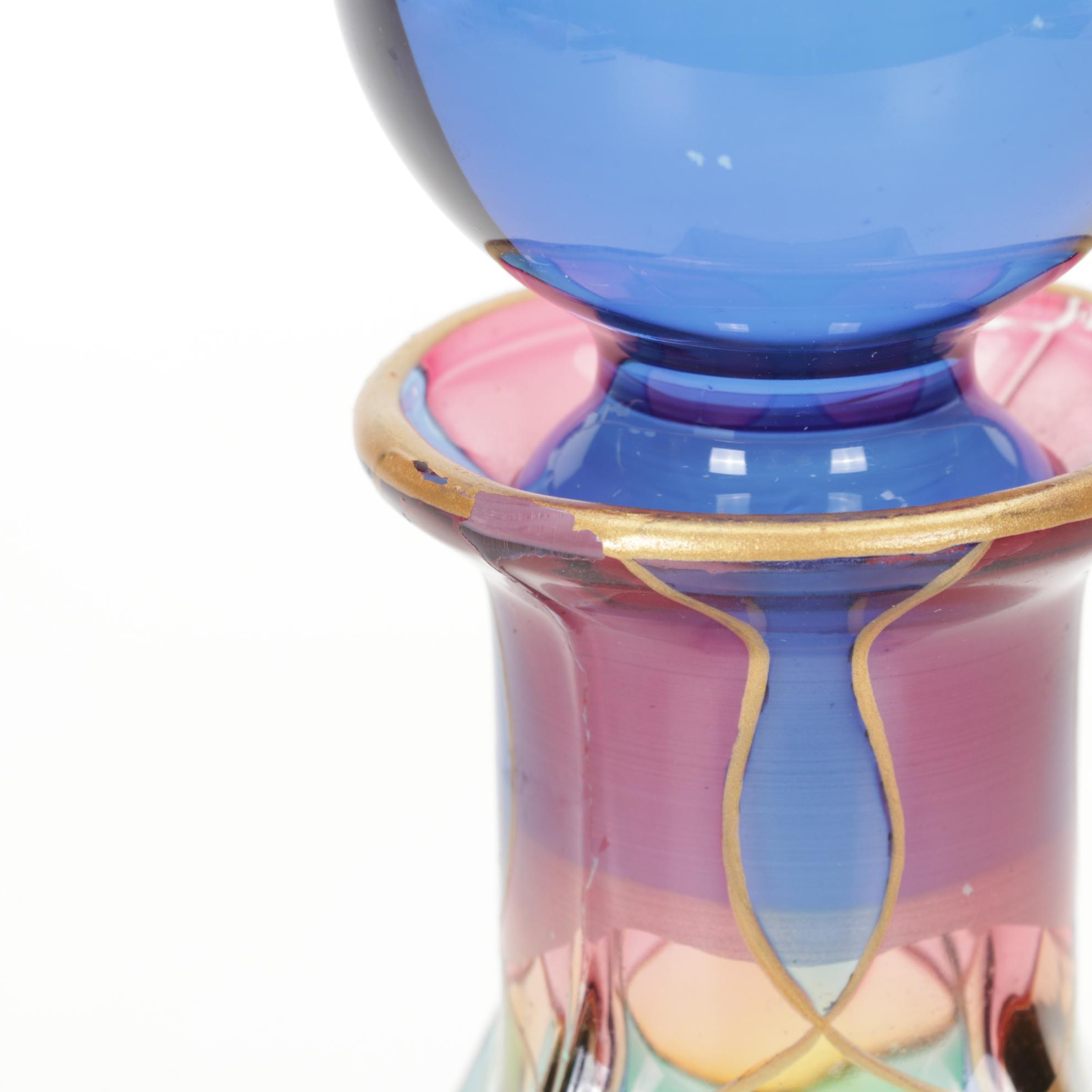 Caroli Venezia Murano Geometric Pyramid Decanter in Jewel Tones | EBTH