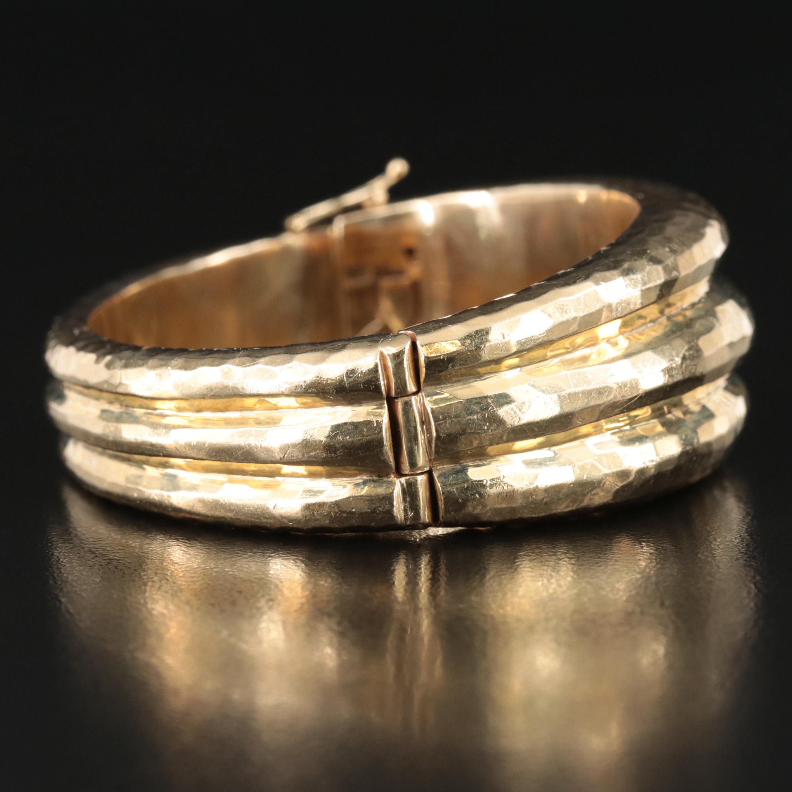14K Hammered Hinged Bangle | EBTH