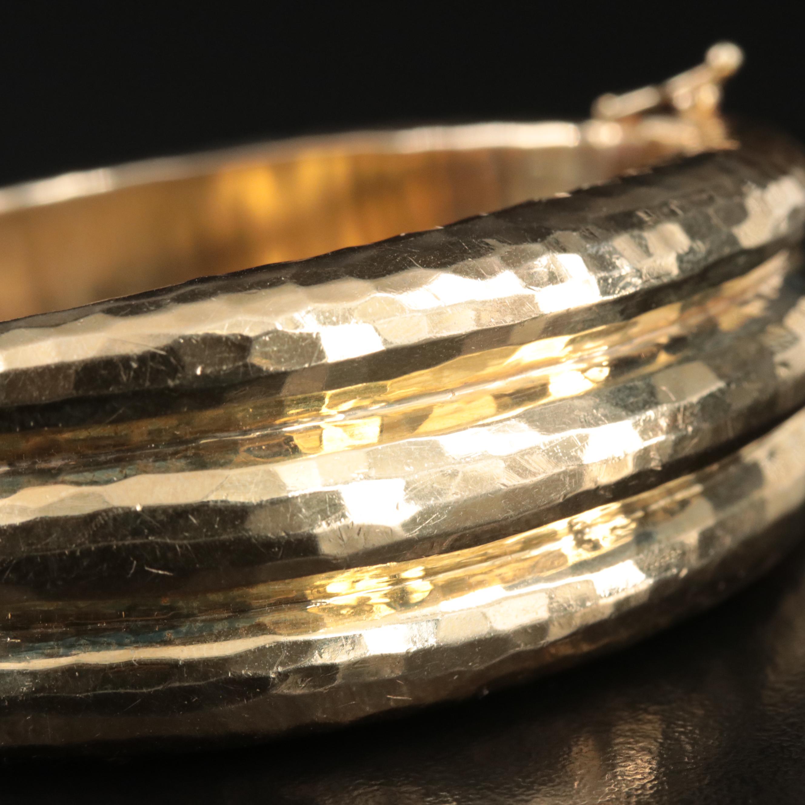 14K Hammered Hinged Bangle | EBTH