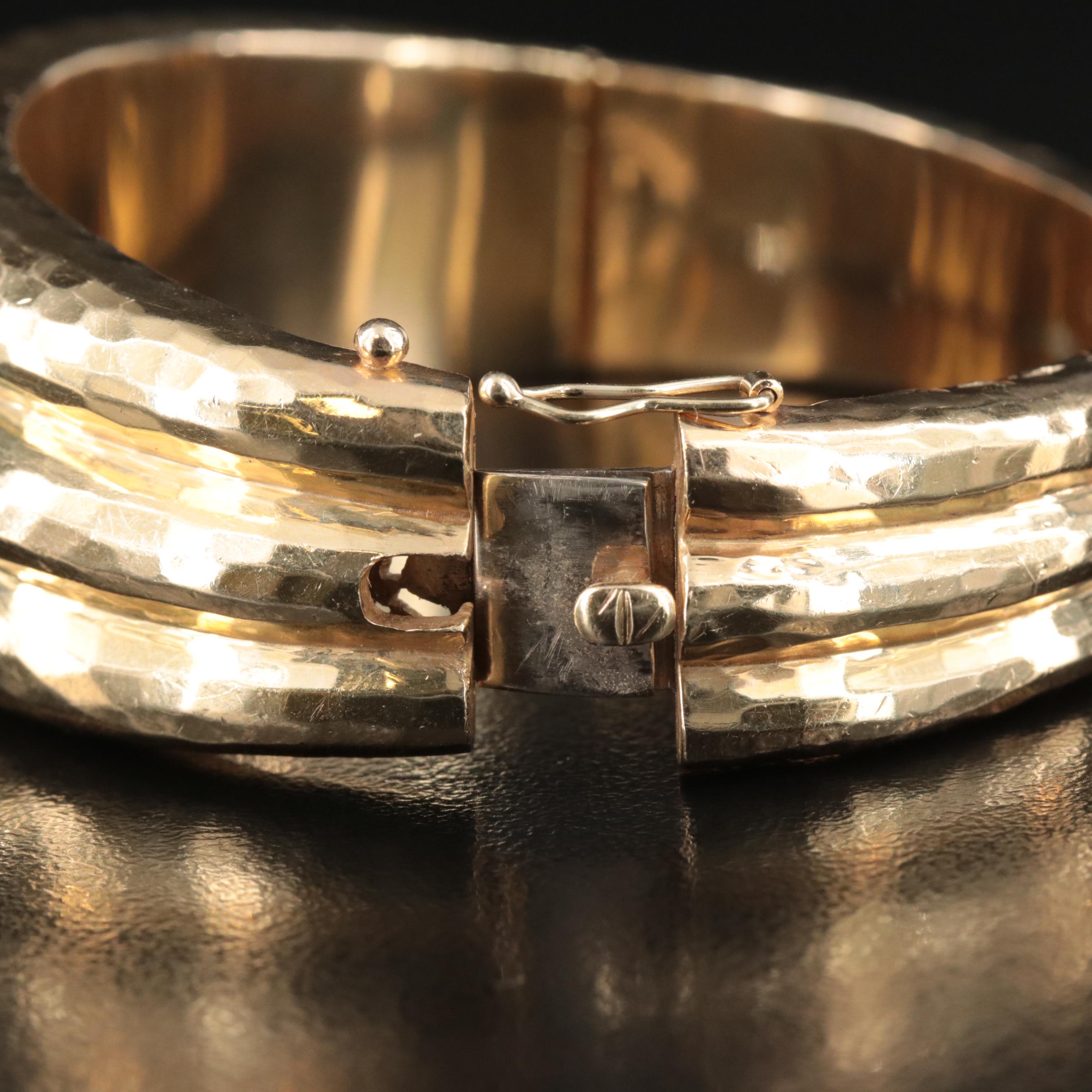 14K Hammered Hinged Bangle | EBTH