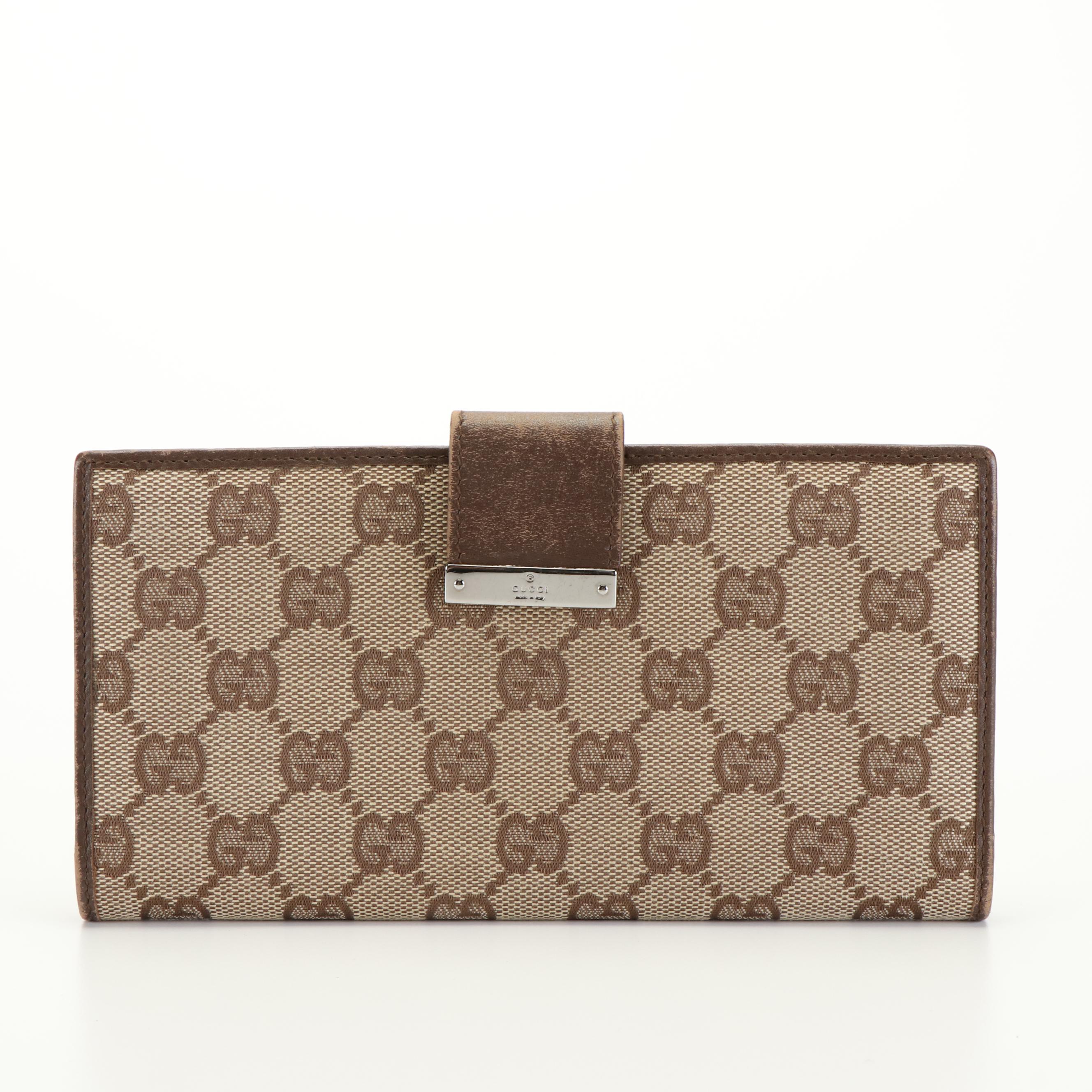 Gucci GG Canvas Leather Long Wallet | EBTH