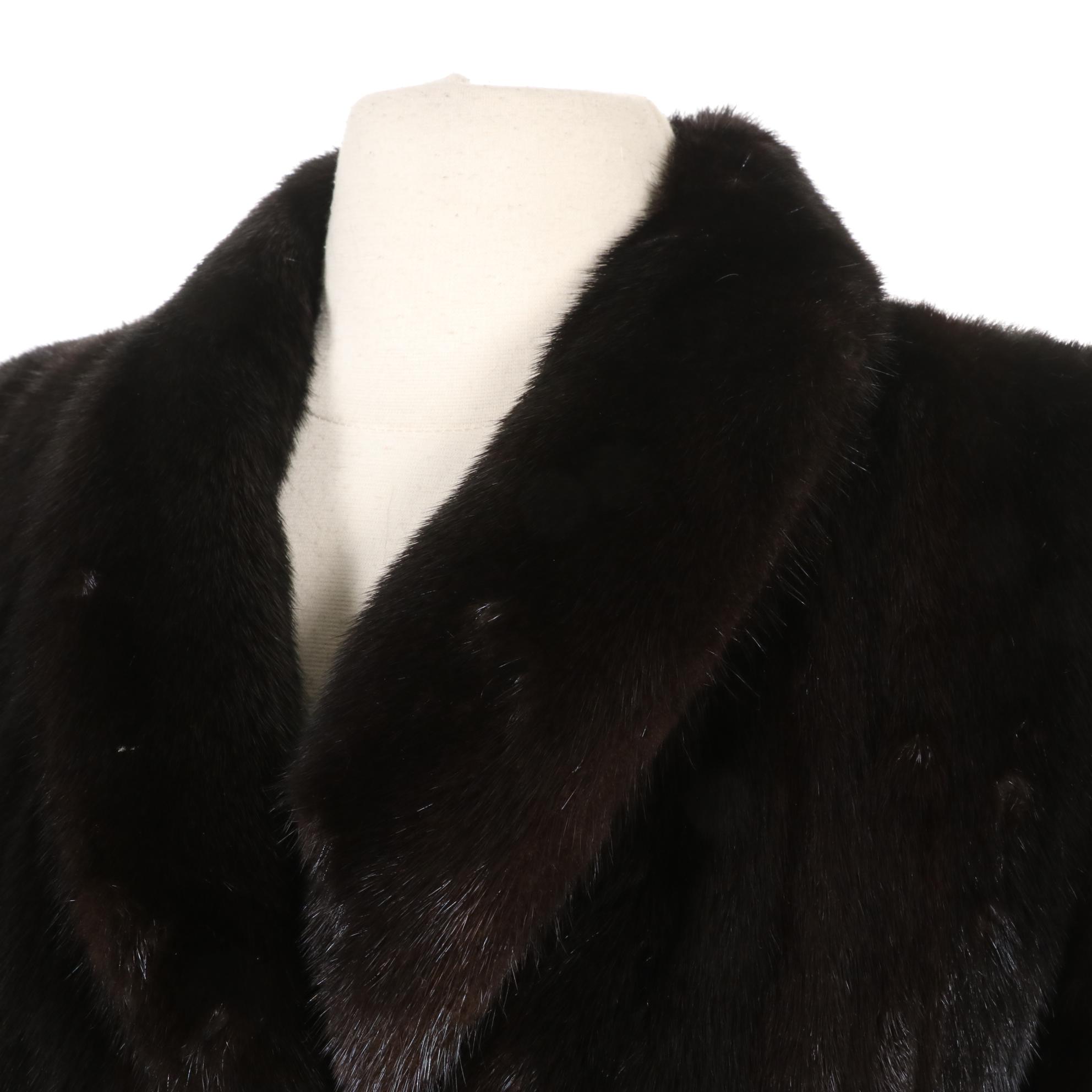 Peiser & Berk Mahogany Mink Fur Full Length Coat with Detachable Sash ...