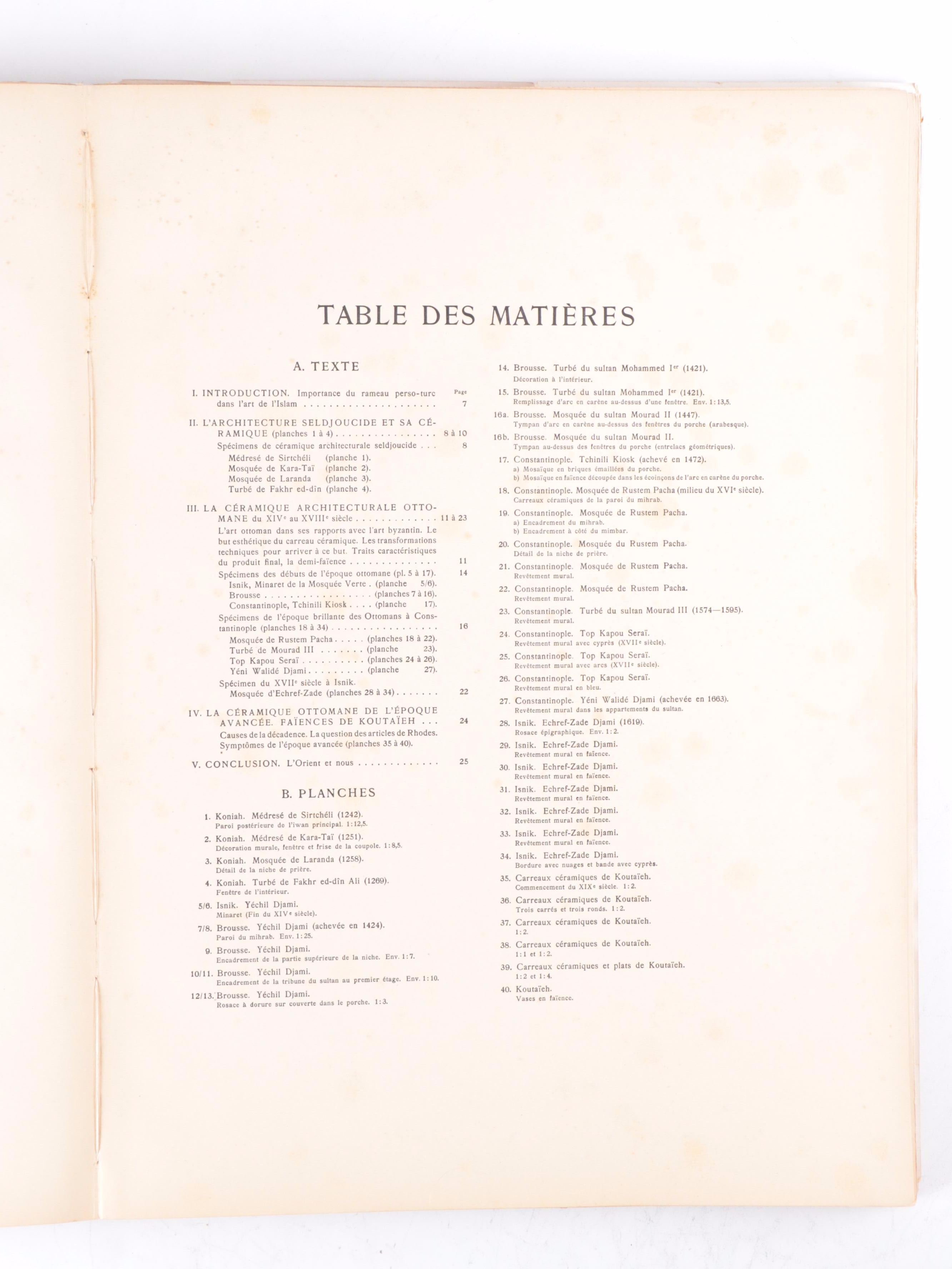 "Vieilles faïences turques" Imperial Folio by Alexandre Raymond, 1923 ...