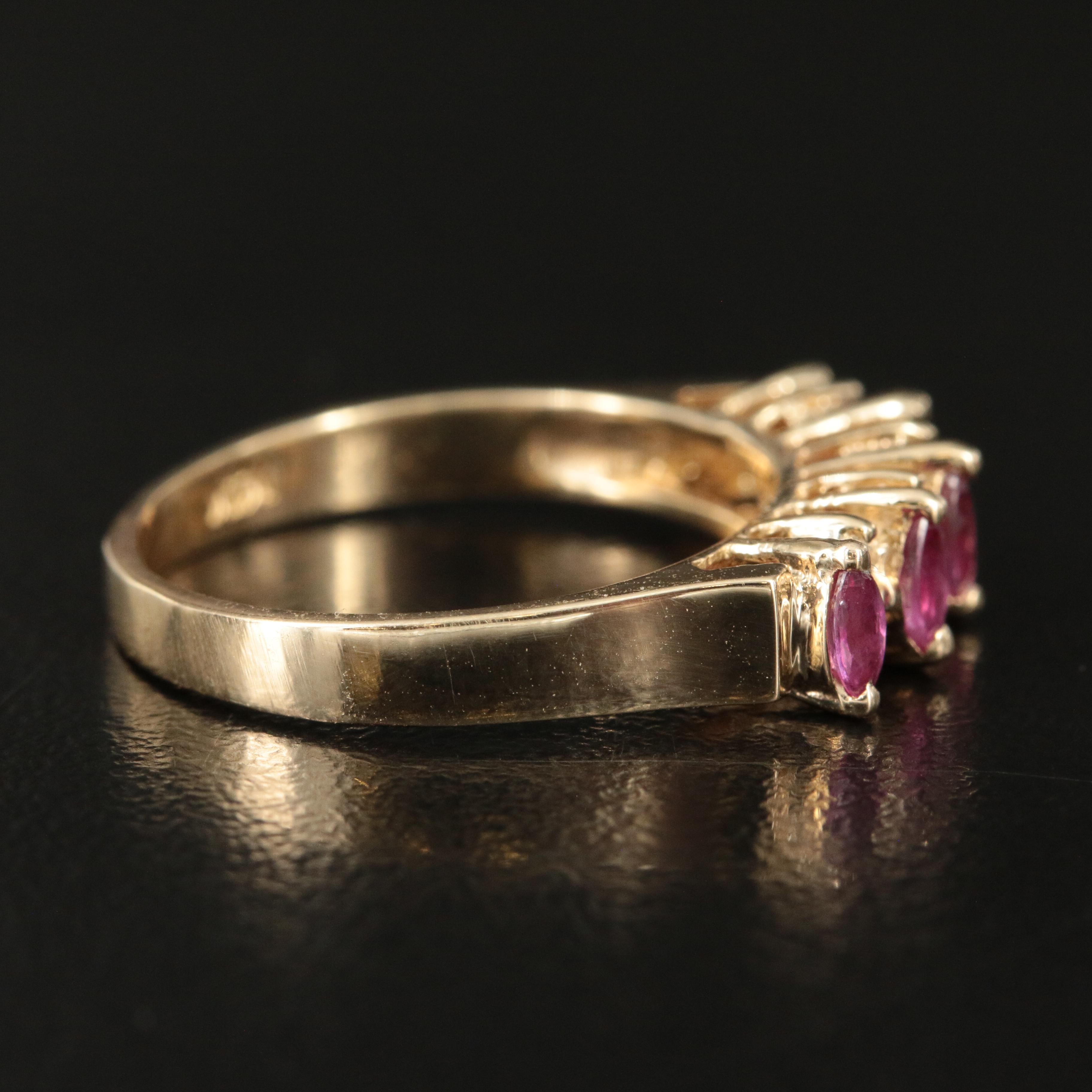 Vintage 14K Ruby and Diamond Alternating Ring | EBTH