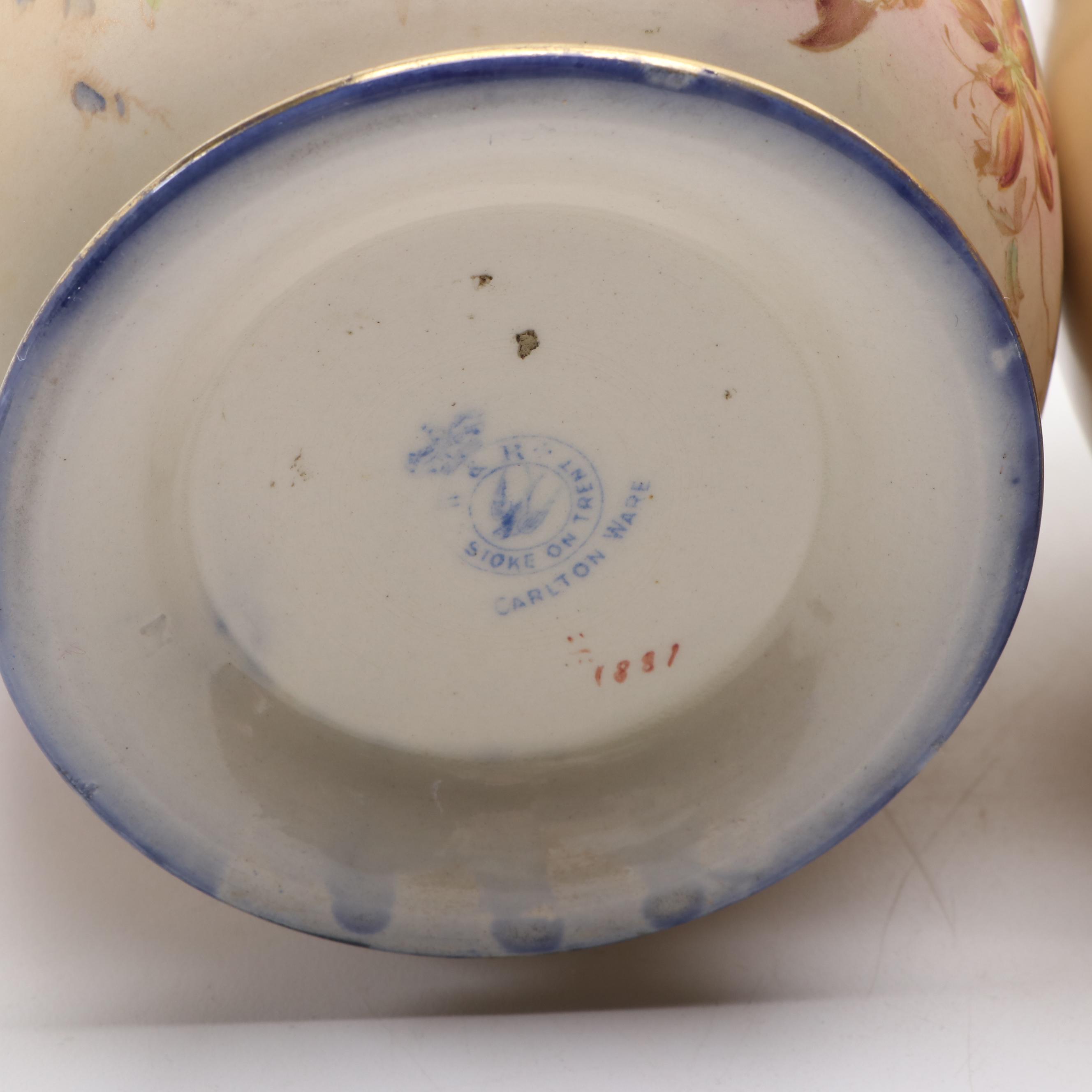 Wiltshaw & Robinson Blush Ware Biscuit Barrels with Silver Plate Lids ...