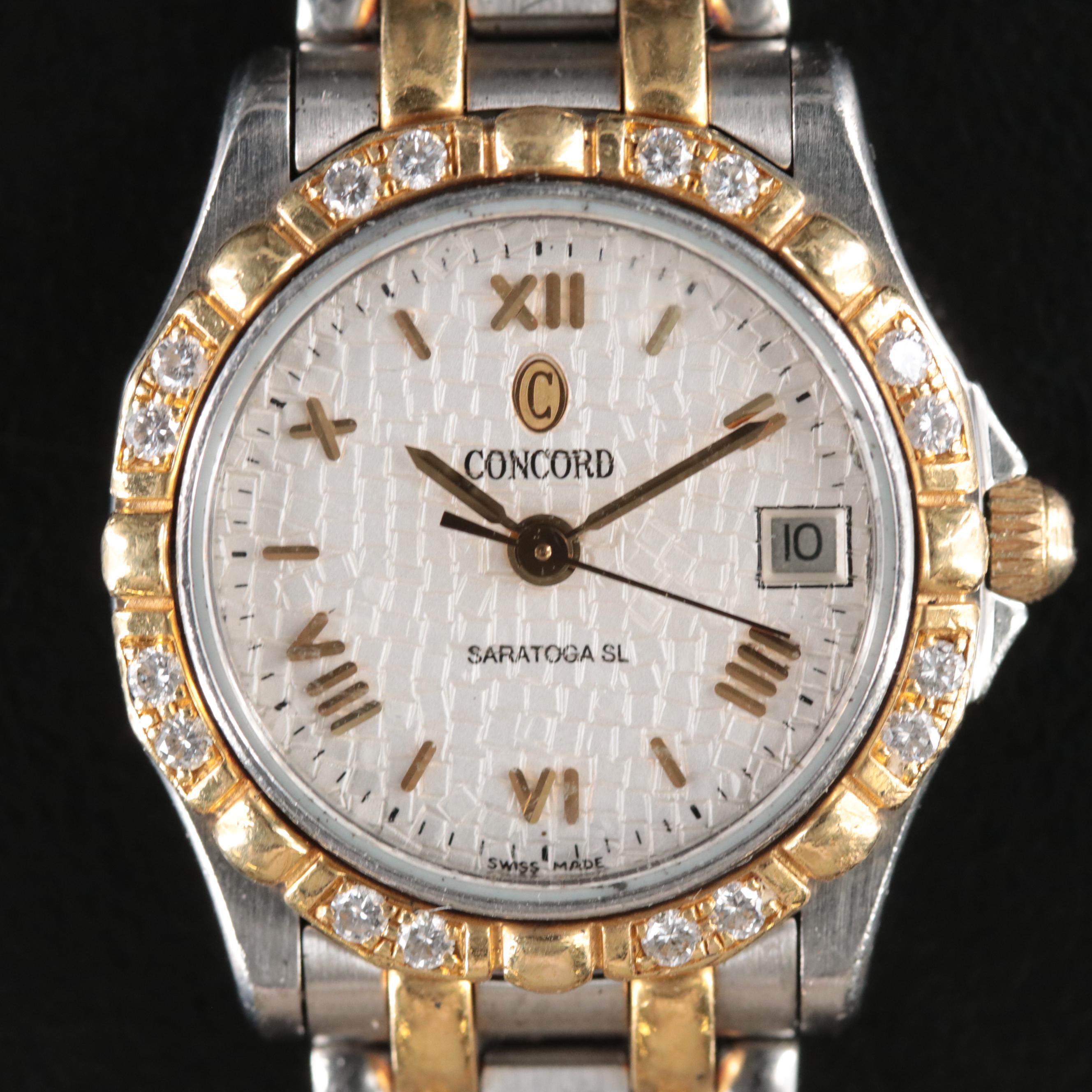 18K and Stainless Steel Concord Saratoga SL Diamond Wristwatch | EBTH