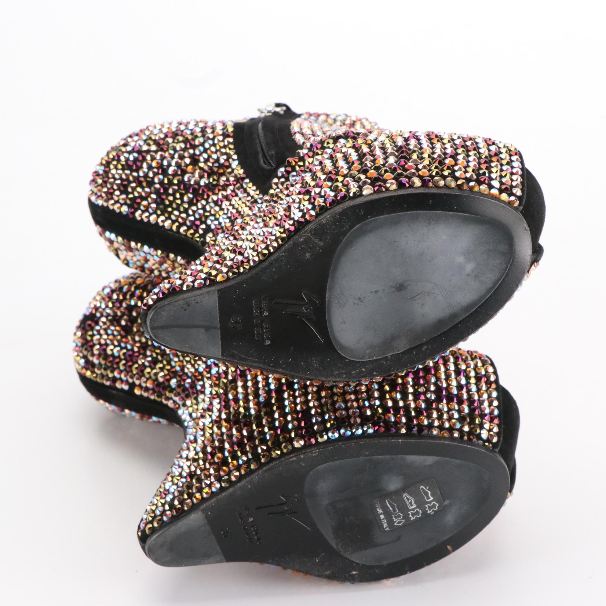 Giuseppe Zanotti Allover Rhinestone Embellished Heel-Less Platform ...