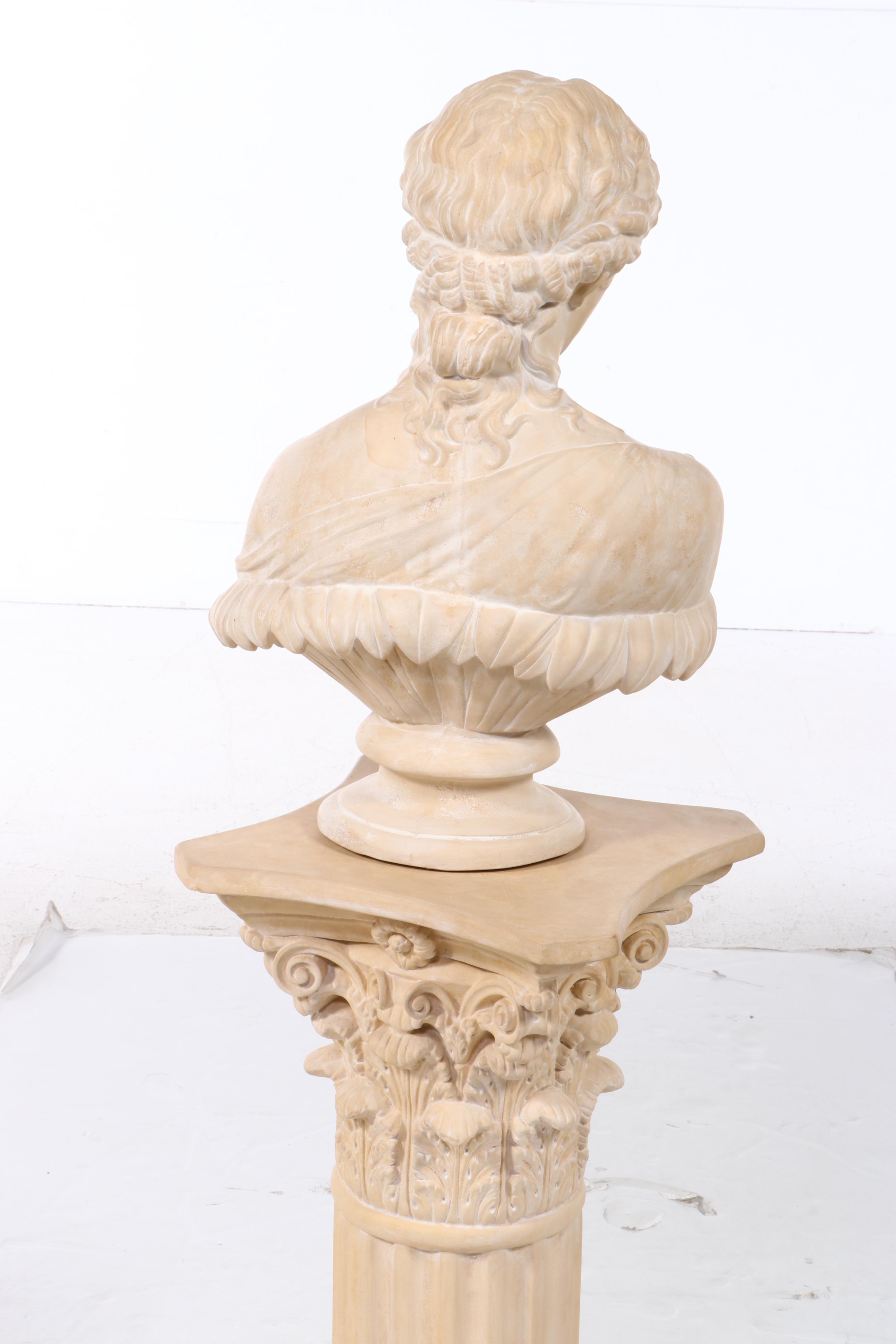 Alabaster Finish Plaster Bust of Clytie with Corinthian Capital ...