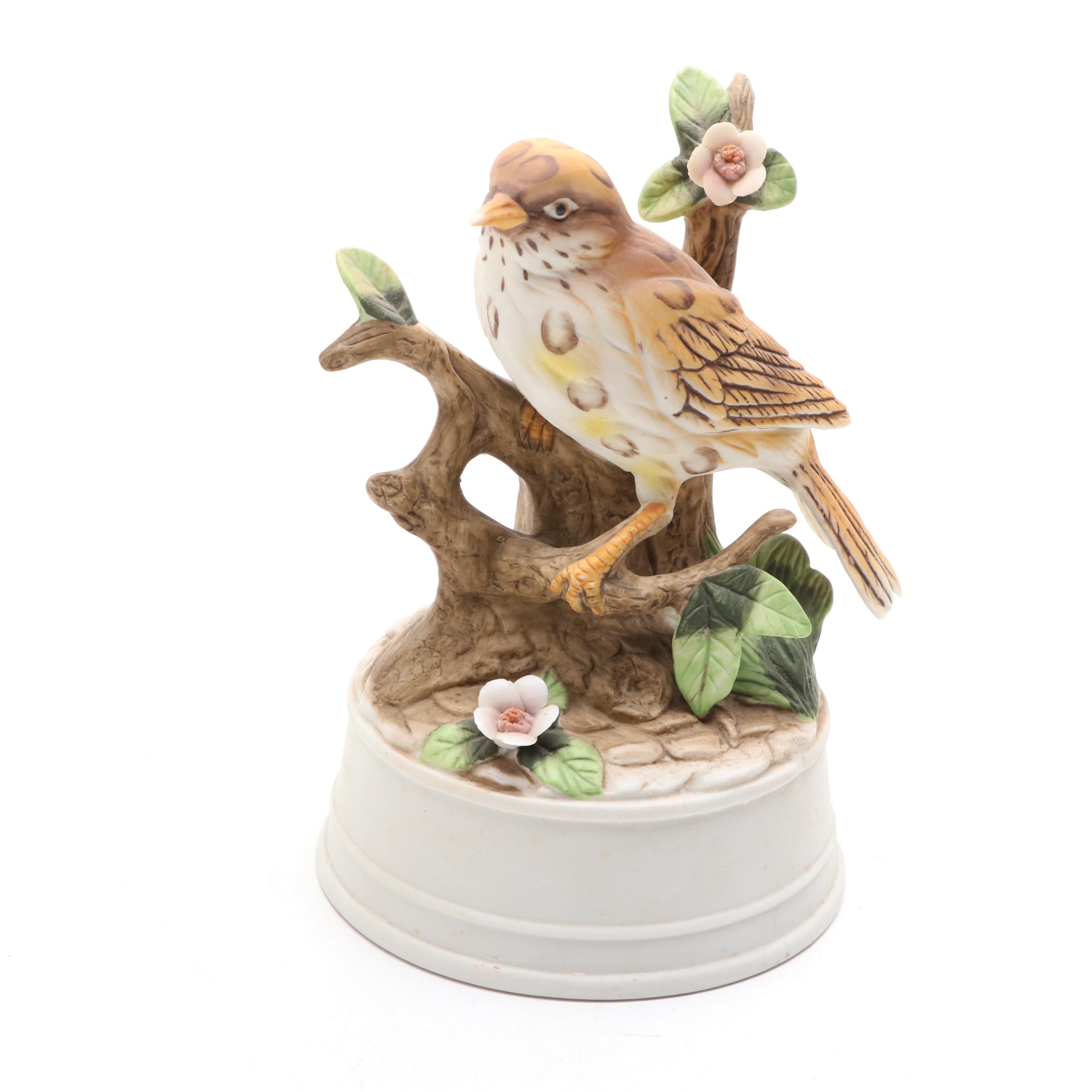 Lefton "Robin" and "Road-Runner" Porcelain Figurines with Bird Music ...