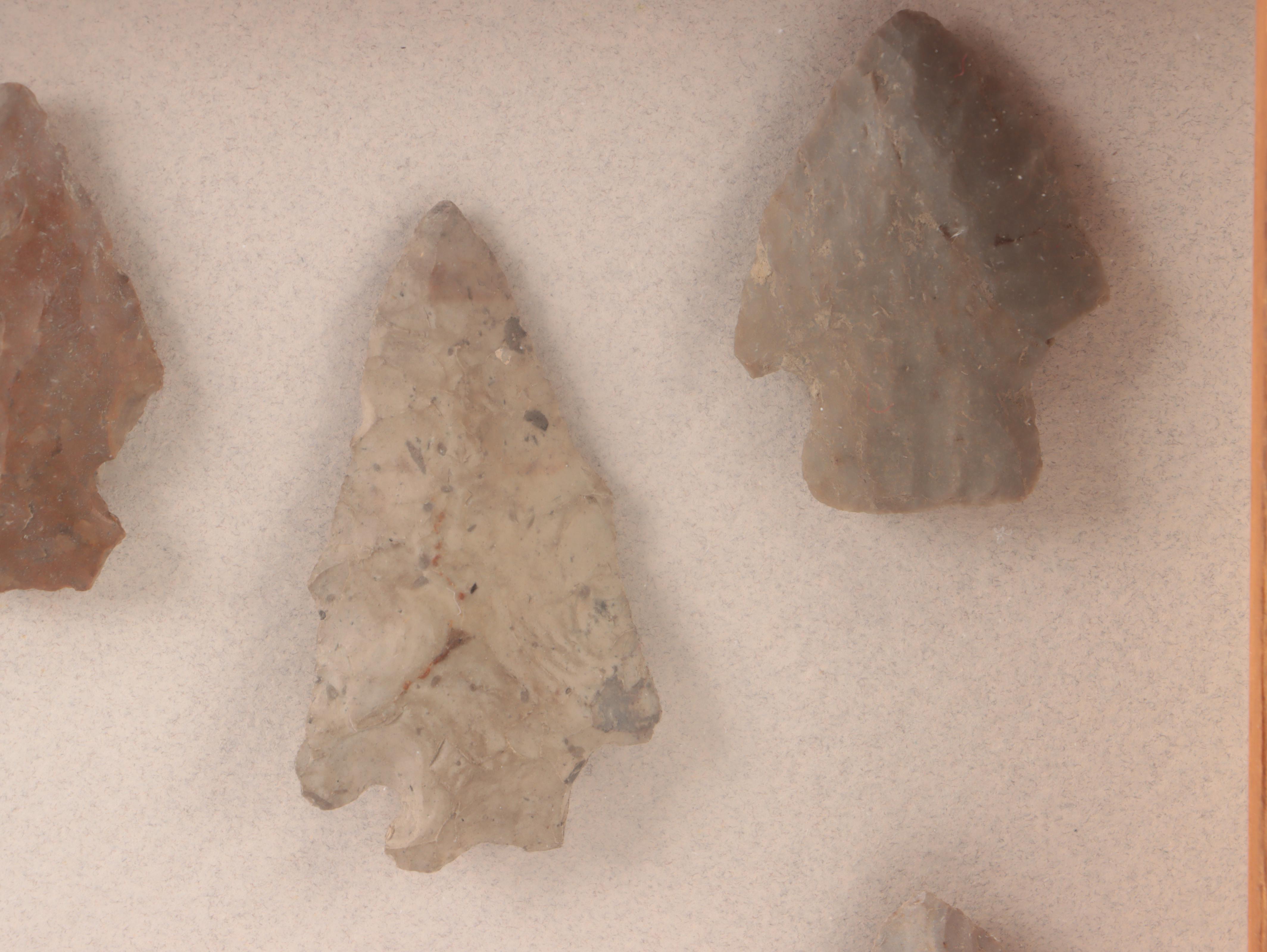 Knapped Stone Projectile Points and Arrowheads in Wooden Frame Display ...
