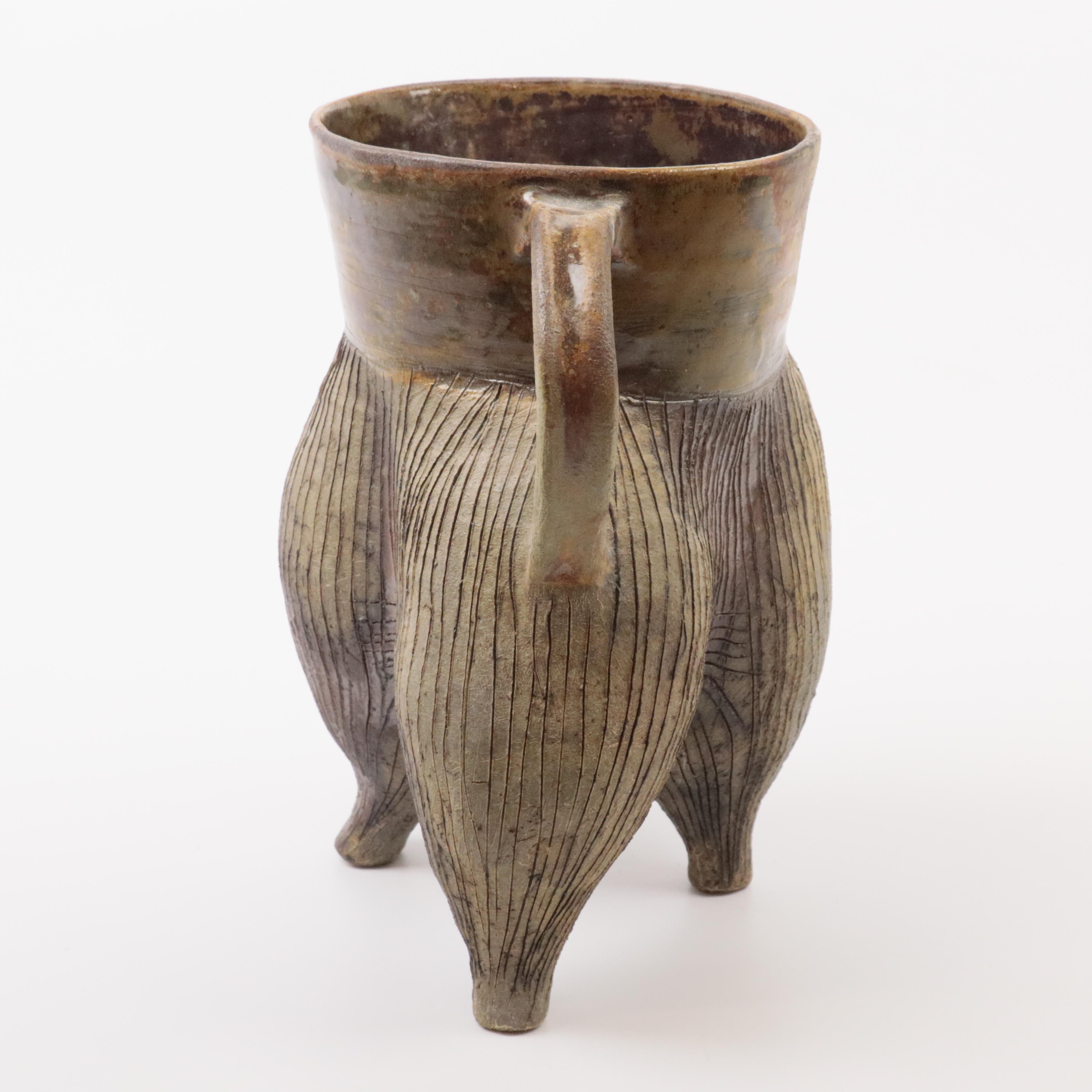 Lobed Tripod Cauldron Studio Art Pottery, style of Longshan Culture ...