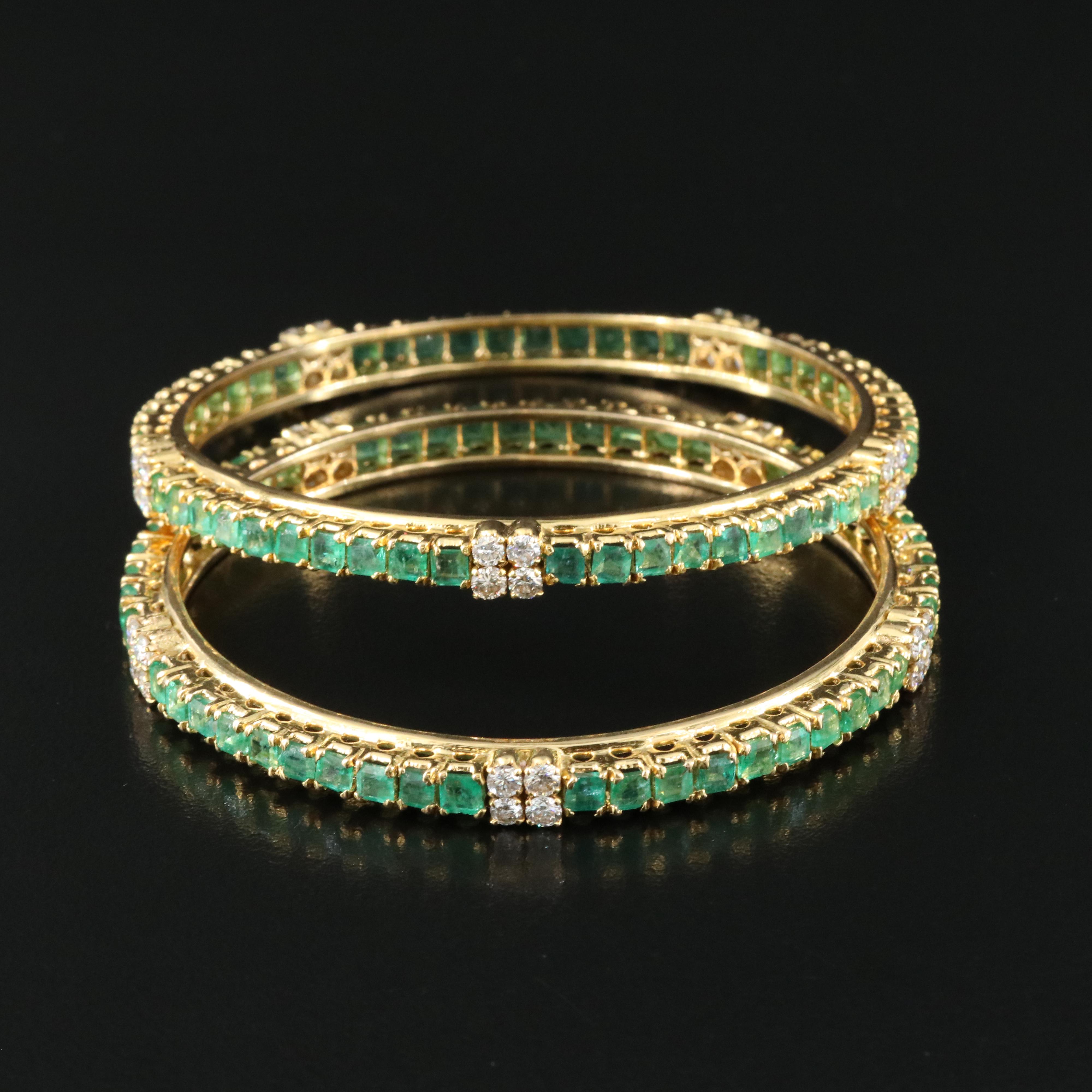 14K 14.14 CTW Emerald and 3.00 CTW Diamond Bracelet Set with Online IGI ...