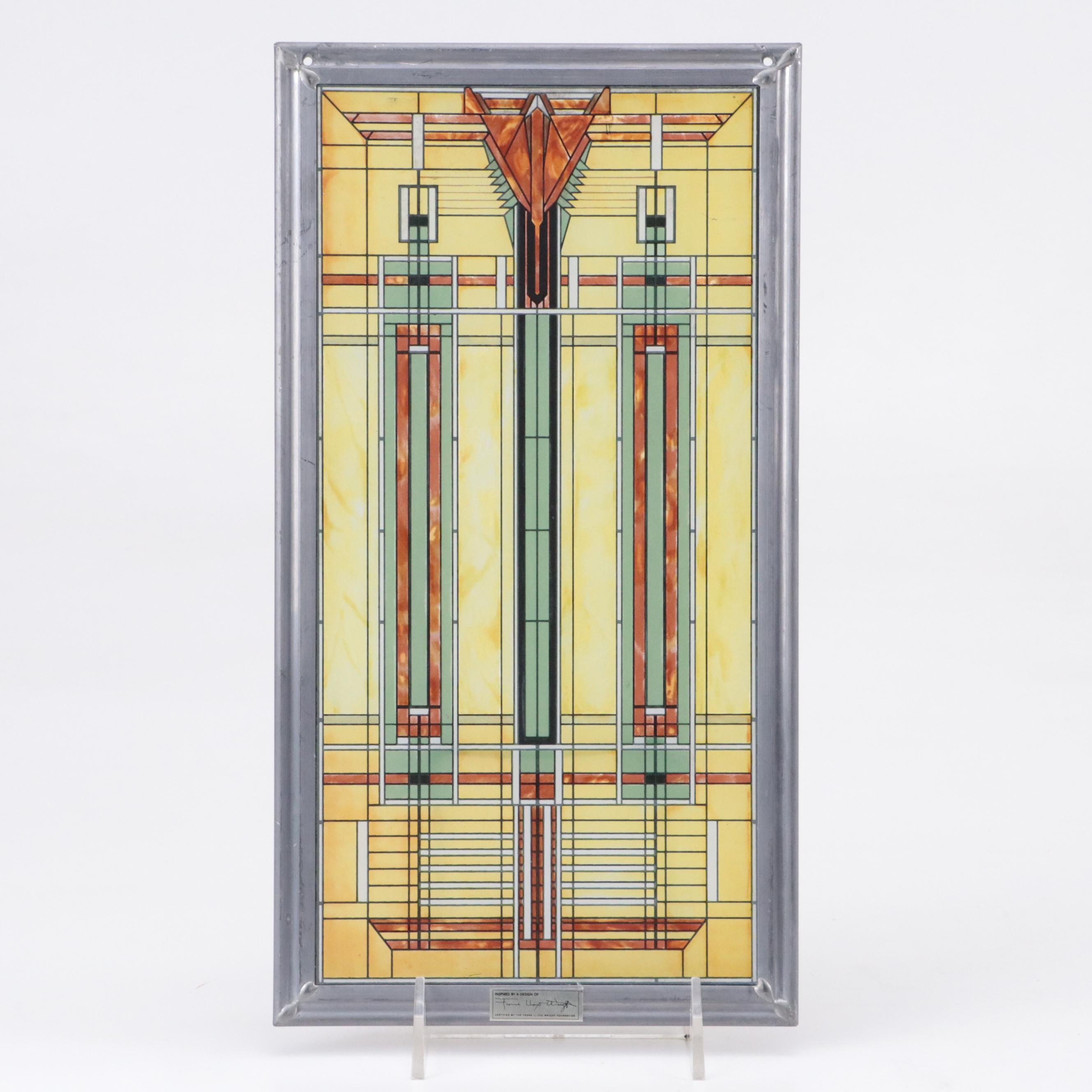 Arts and Crafts Glass Panel After Frank Lloyd Wright's "Summit House ...
