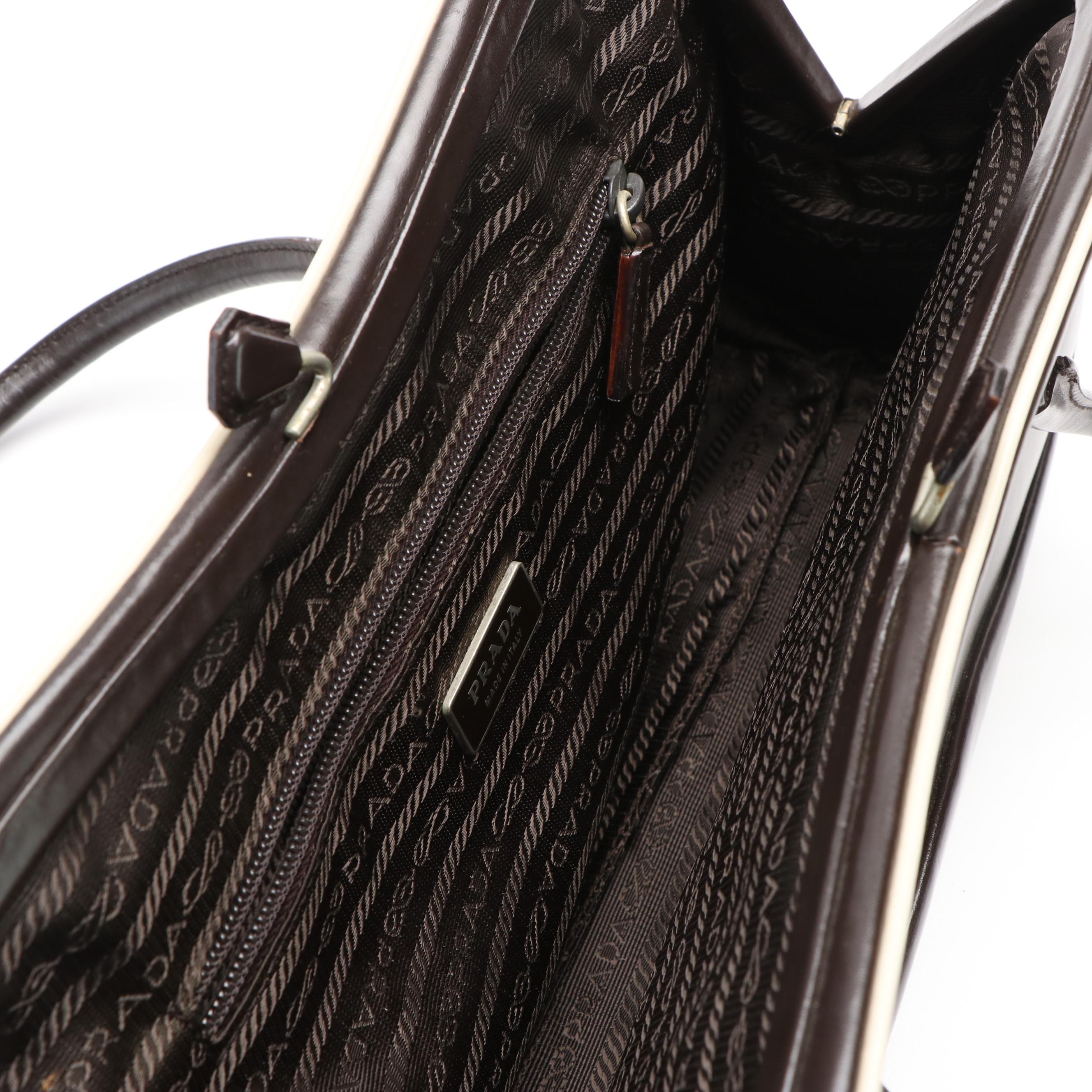 Prada Box Frame Leather Kiss Lock Handbag | EBTH