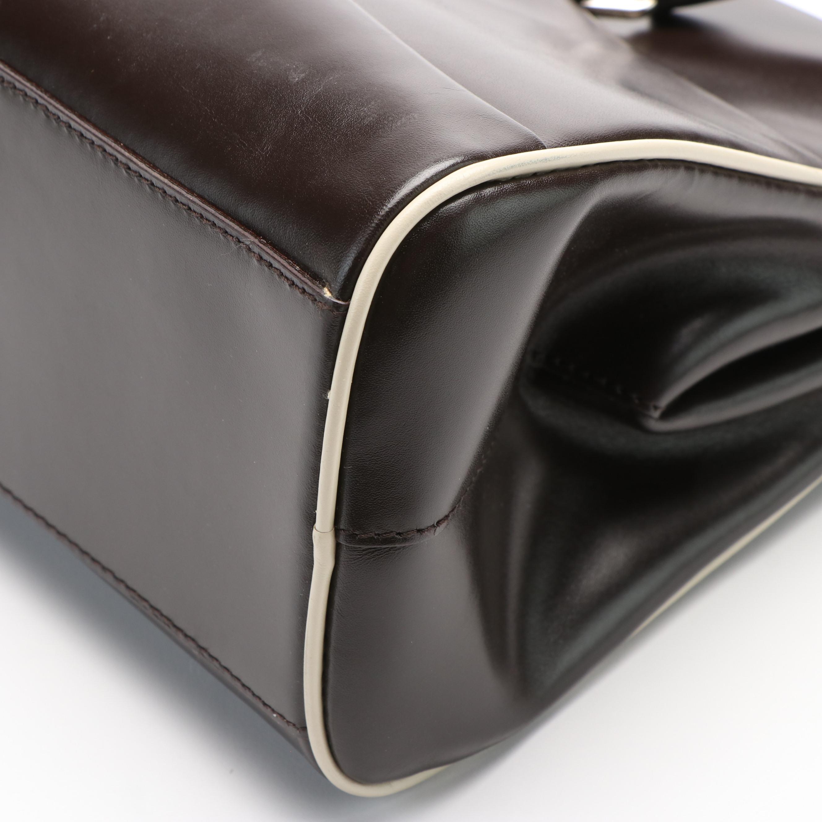 Prada Box Frame Leather Kiss Lock Handbag | EBTH