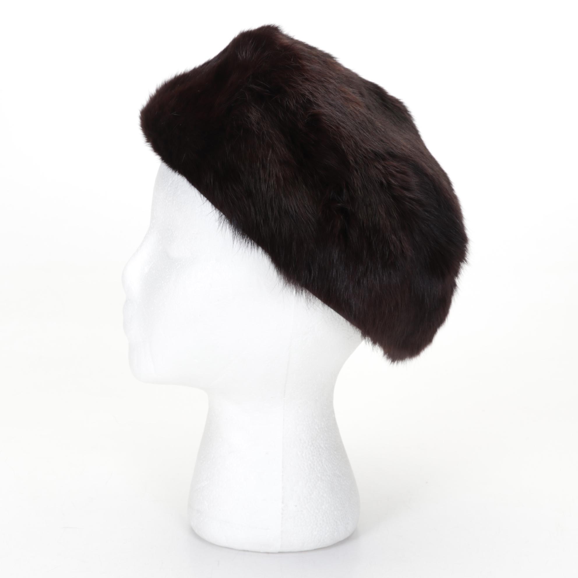 Dark Auburn Sable Hat With Satin Lining In Hatbox | EBTH