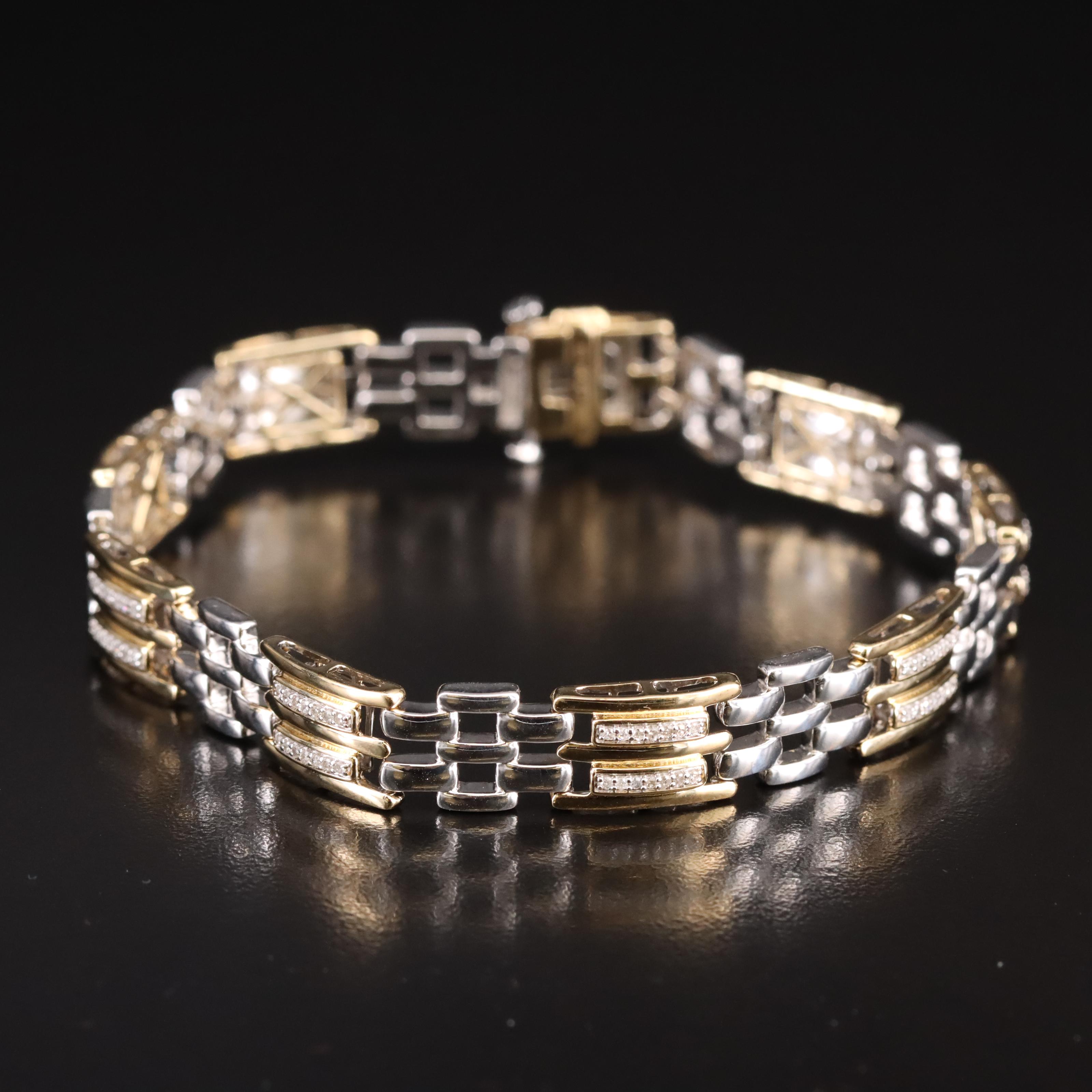Sterling Diamond Panther Link Bracelet | Everything But The House