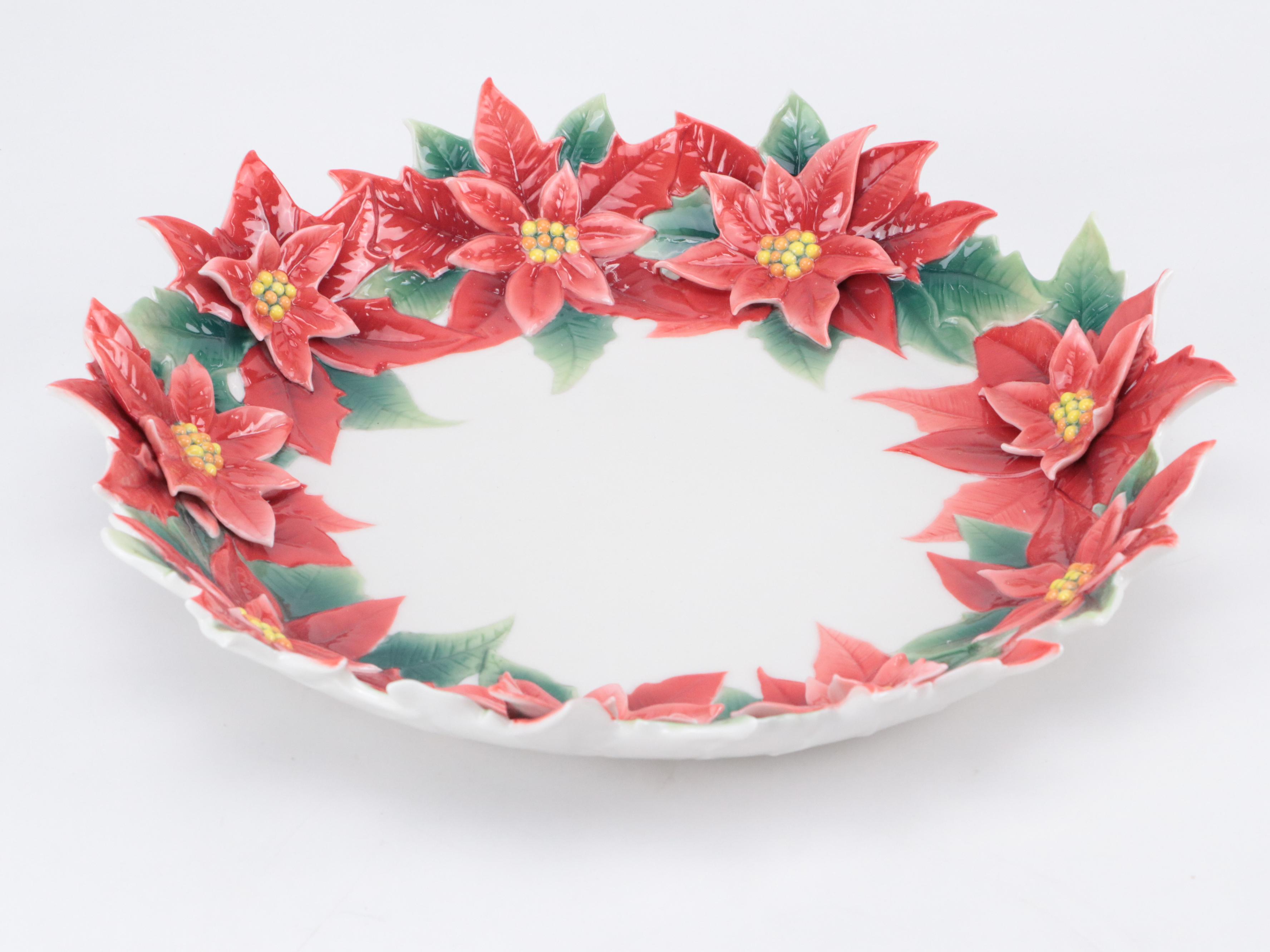 Franz "Holiday Classic" Porcelain Poinsettia Serveware and Candlesticks ...