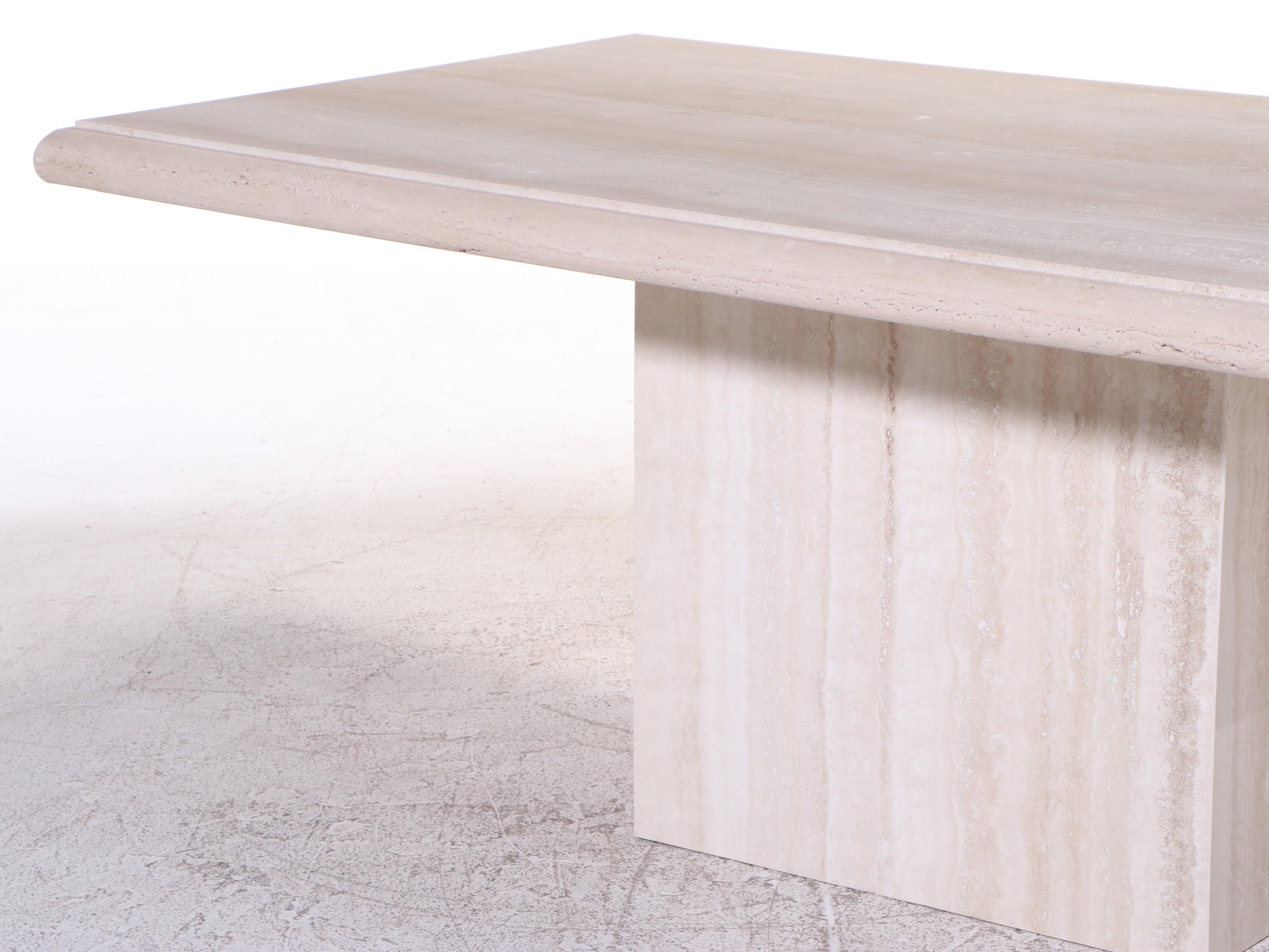 Italian Modern Solid Travertine Pedestal Dining Table | Everything But ...