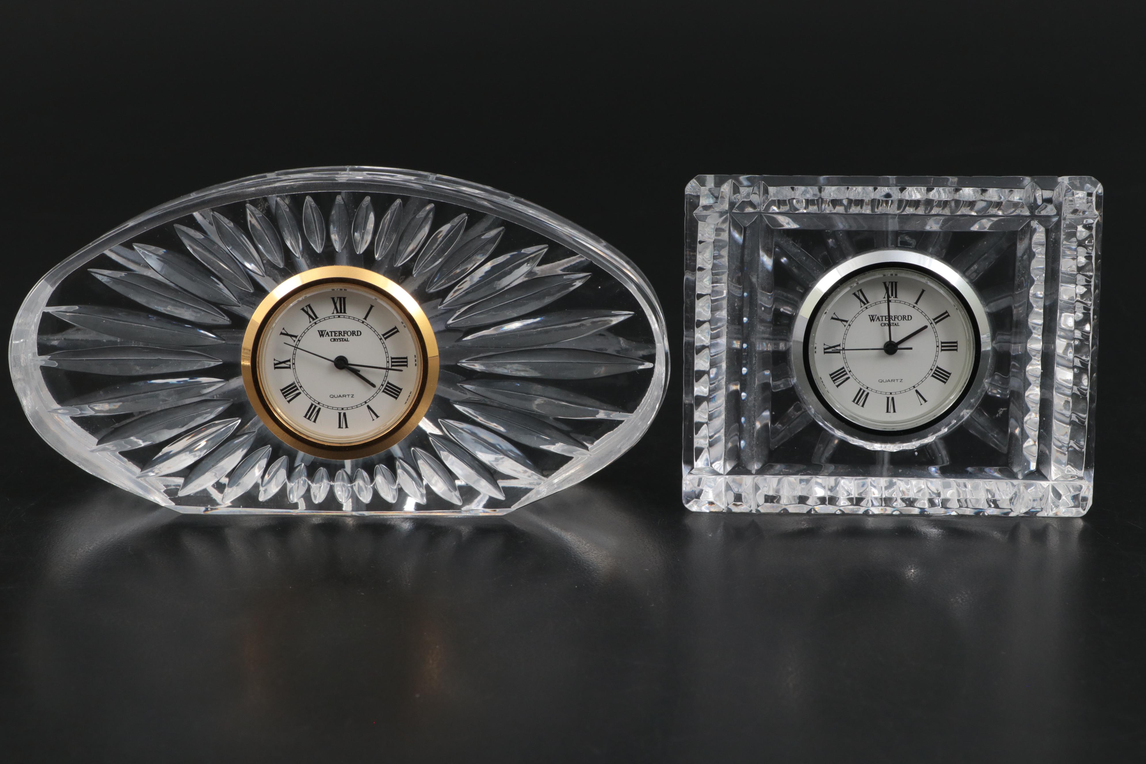 Waterford Crystal Desk Clocks With Paperweight and Ashtray | EBTH