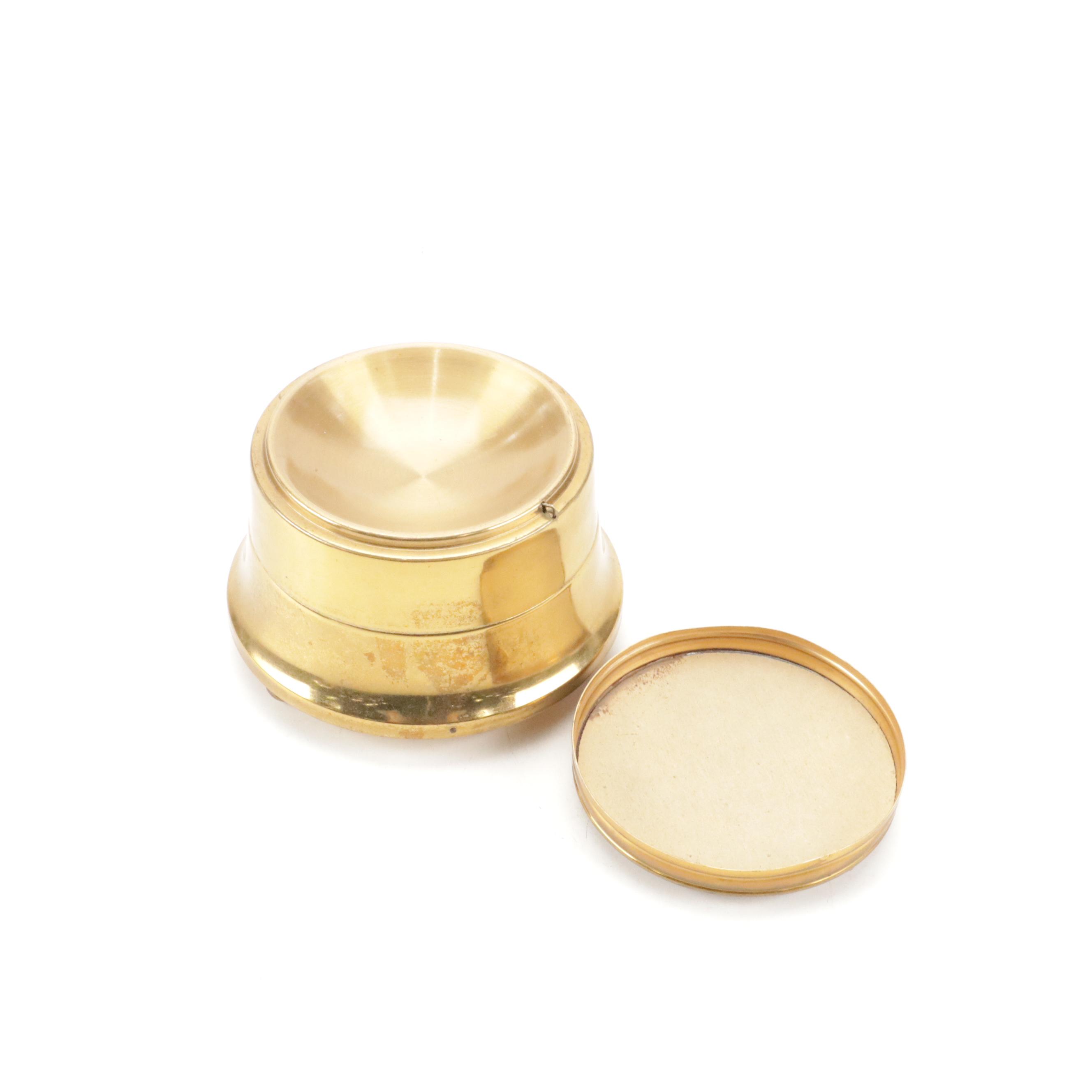 Blue Enameled Brass Music Box with Fleur-de-Lis Motif | EBTH