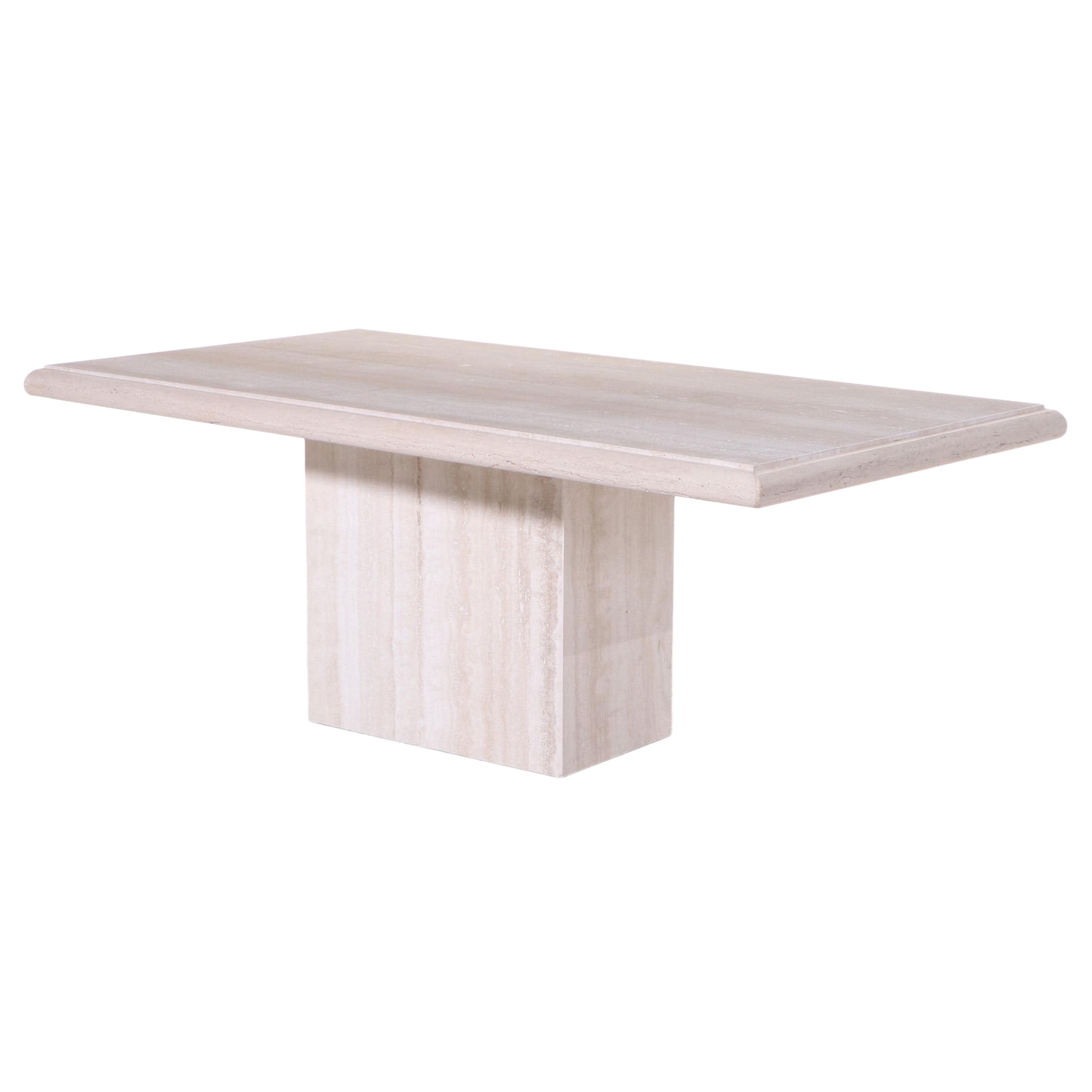 Italian Modern Solid Travertine Pedestal Dining Table | Everything But ...