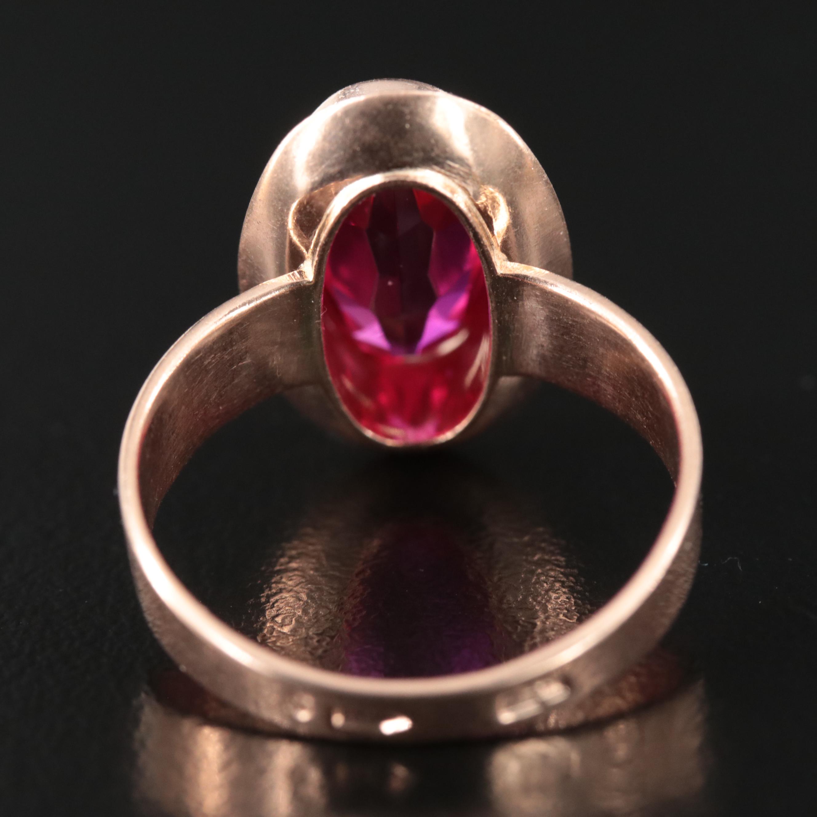 Russian 14K Rose Gold Ruby Solitaire Ring | EBTH