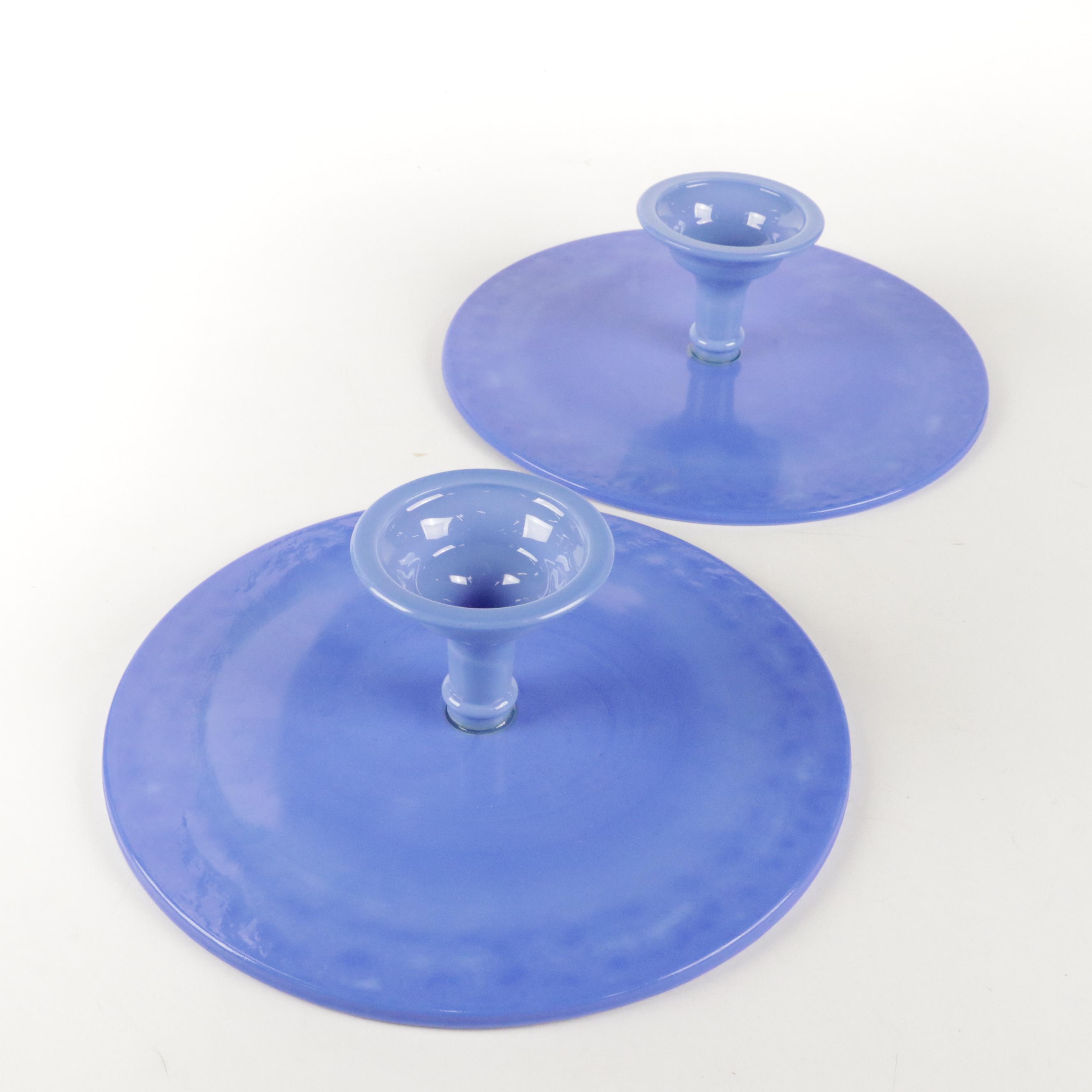 Pair of Lavender Enameled Metal Cake Stands | EBTH