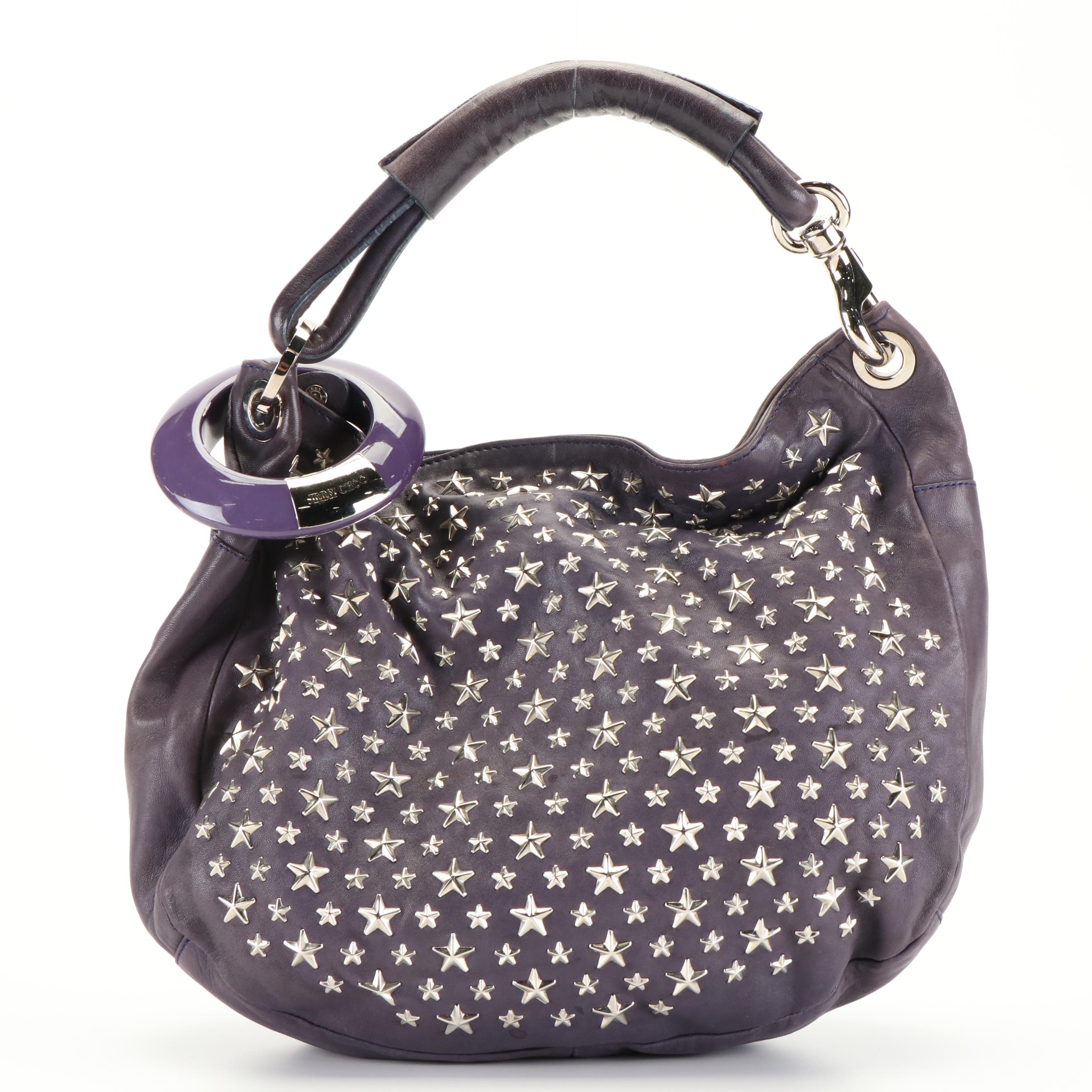 Jimmy Choo Star Studded Sky Purple Nappa Leather Hobo Bag | EBTH