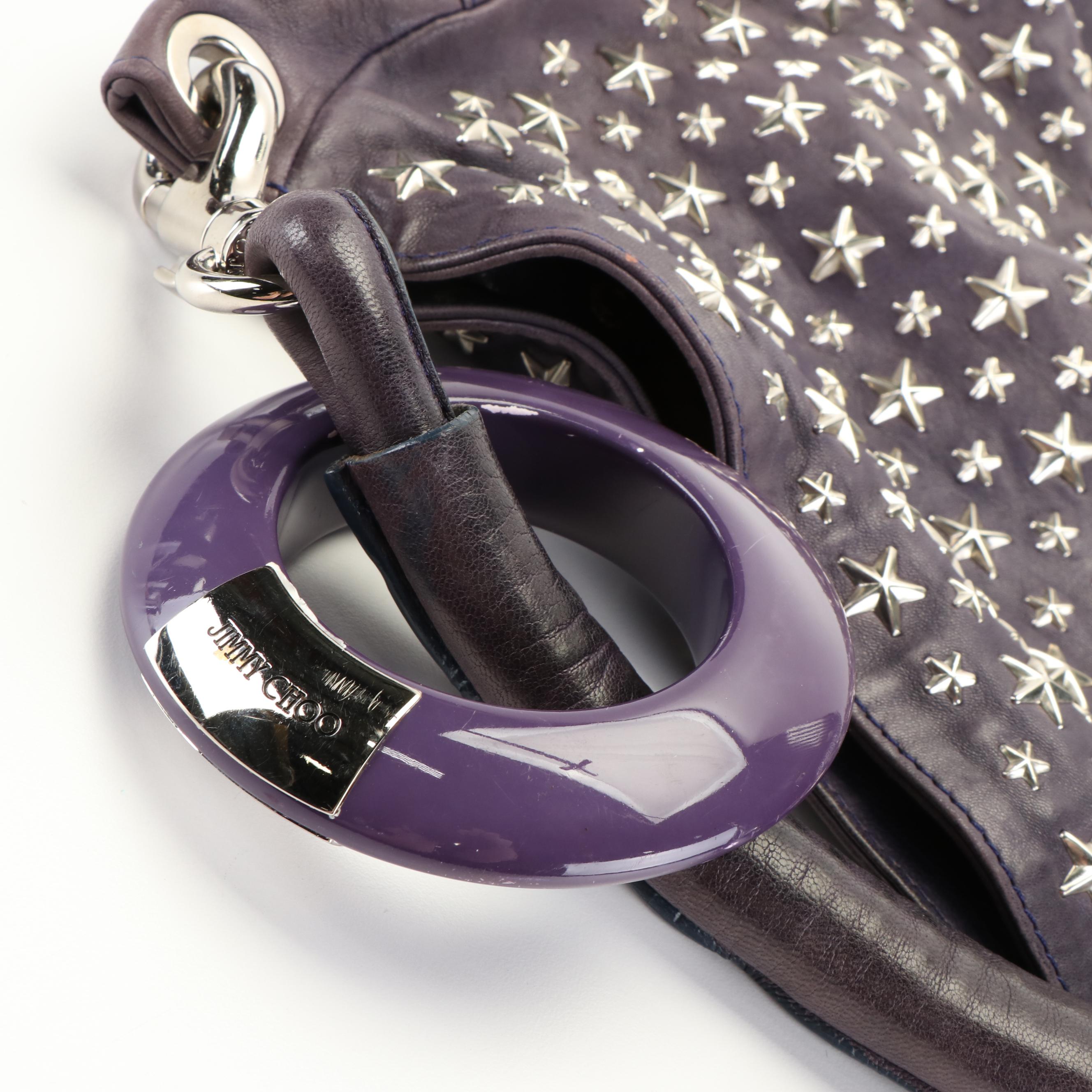 Jimmy Choo Star Studded Sky Purple Nappa Leather Hobo Bag | EBTH