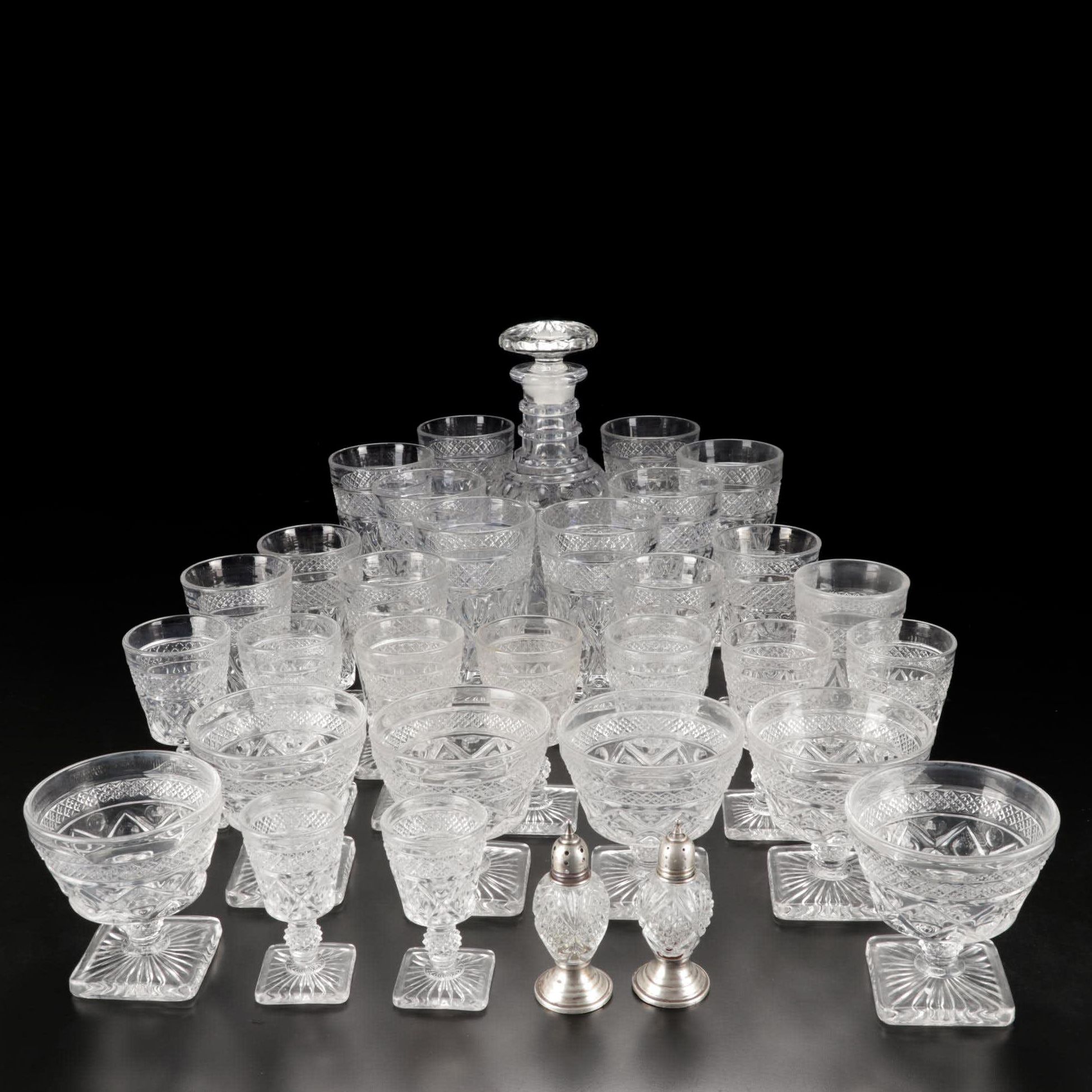 Imperial Glass "Cape Cod Clear" Stemware and Decanter with Sterling ...